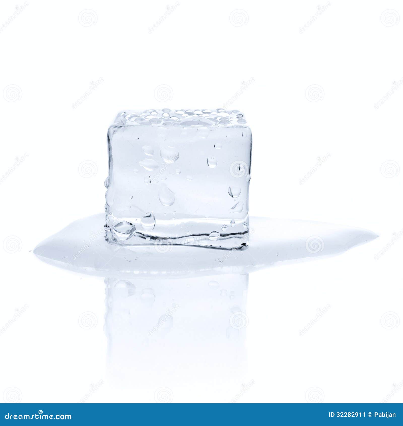 Melting Ice Cube Isolated on White Stock Image - Image of droplet ...