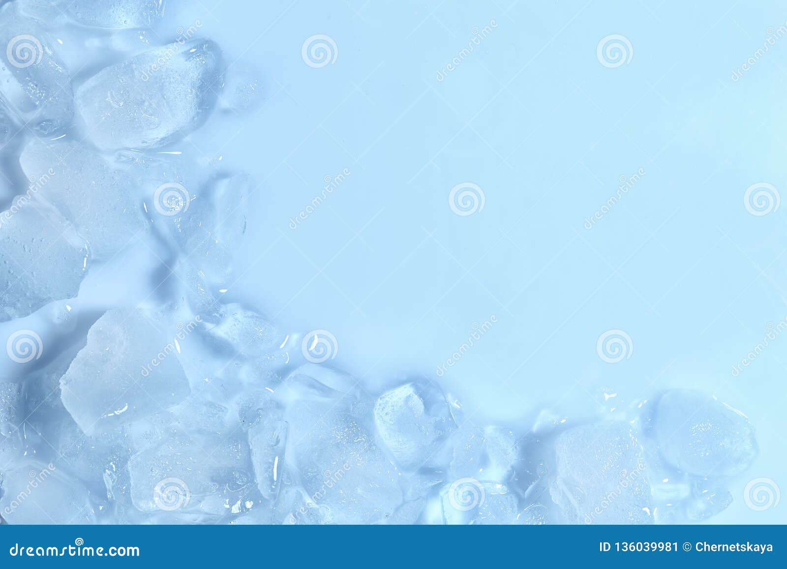 Melting Ice Cubes on Color Background, Top View. Stock Image - Image of ...