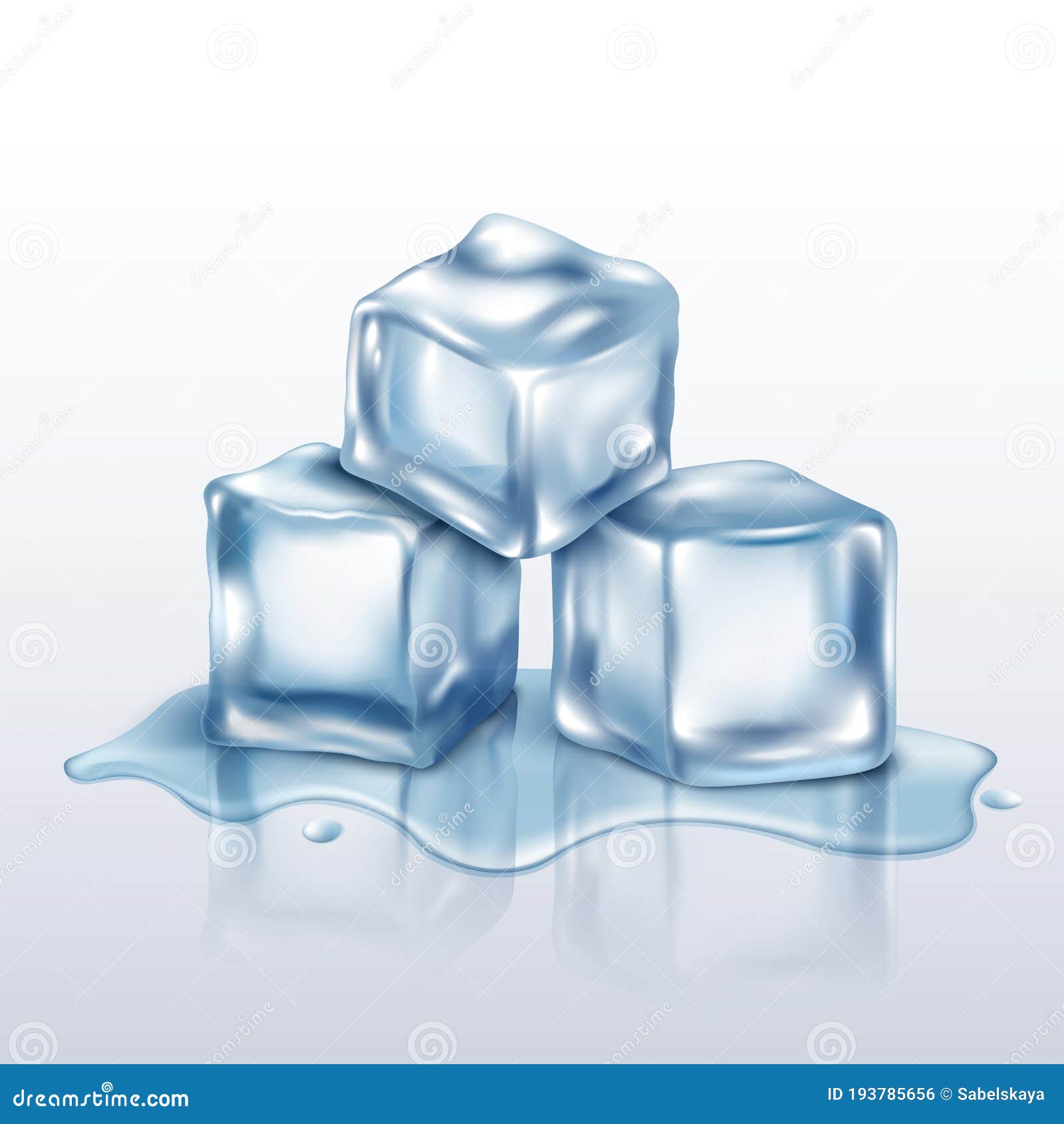 Melting Ice Cubes Pile Realistic Mockup Vector Illustration On White