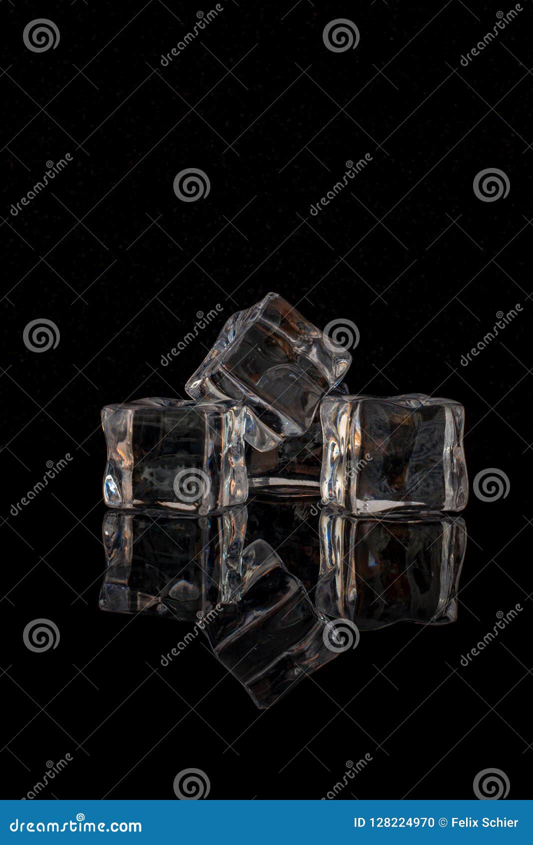 Melting Ice Cubes Reflecting on Table Stock Photo - Image of cold ...