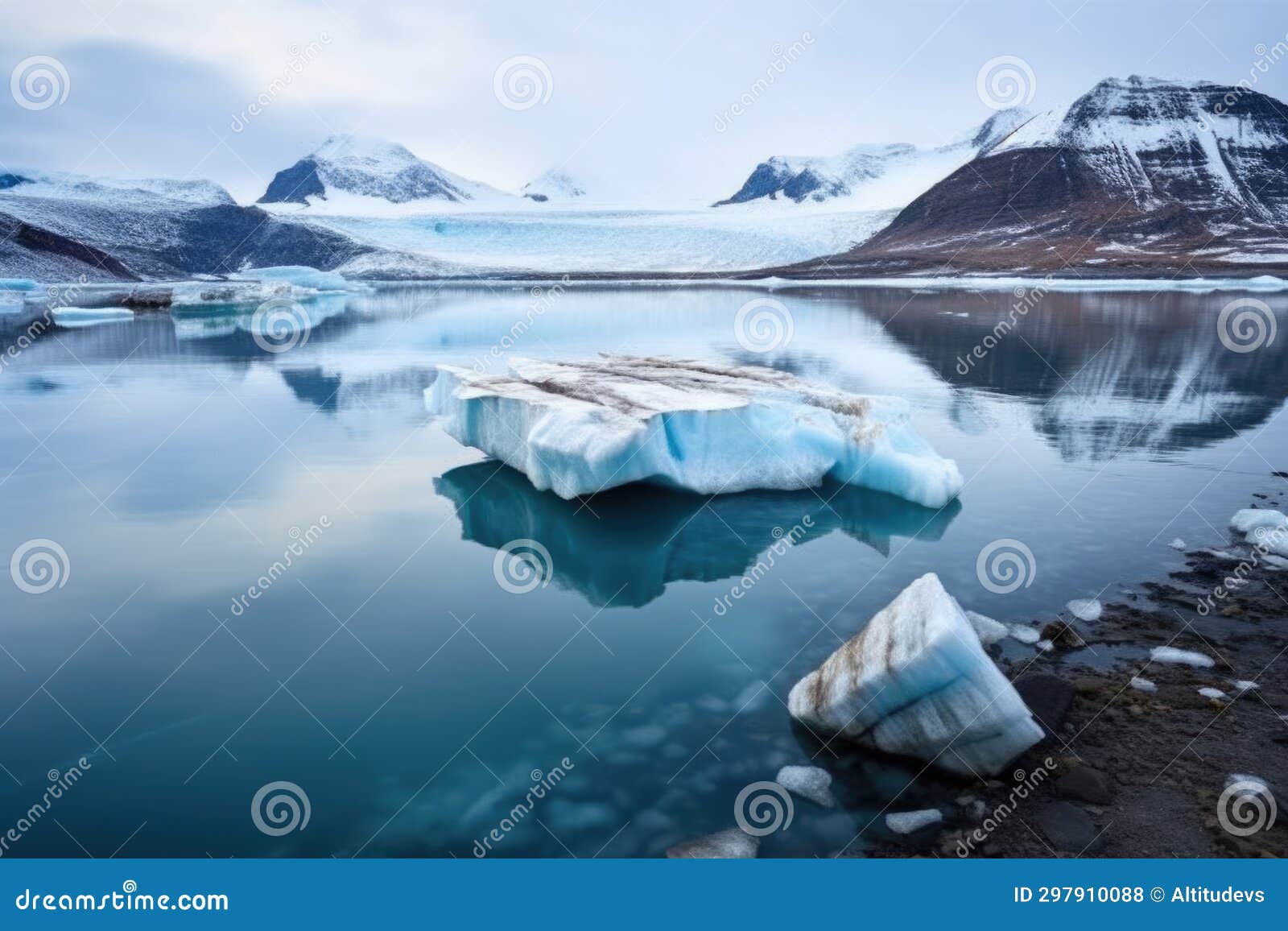 Melting Ice Revealing Embedded Rock on a Glacier Stock Photo - Image of ...