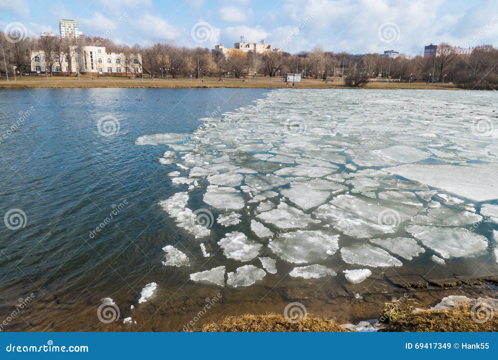 Melting ice on spring lake stock image. Image of cold - 69417349