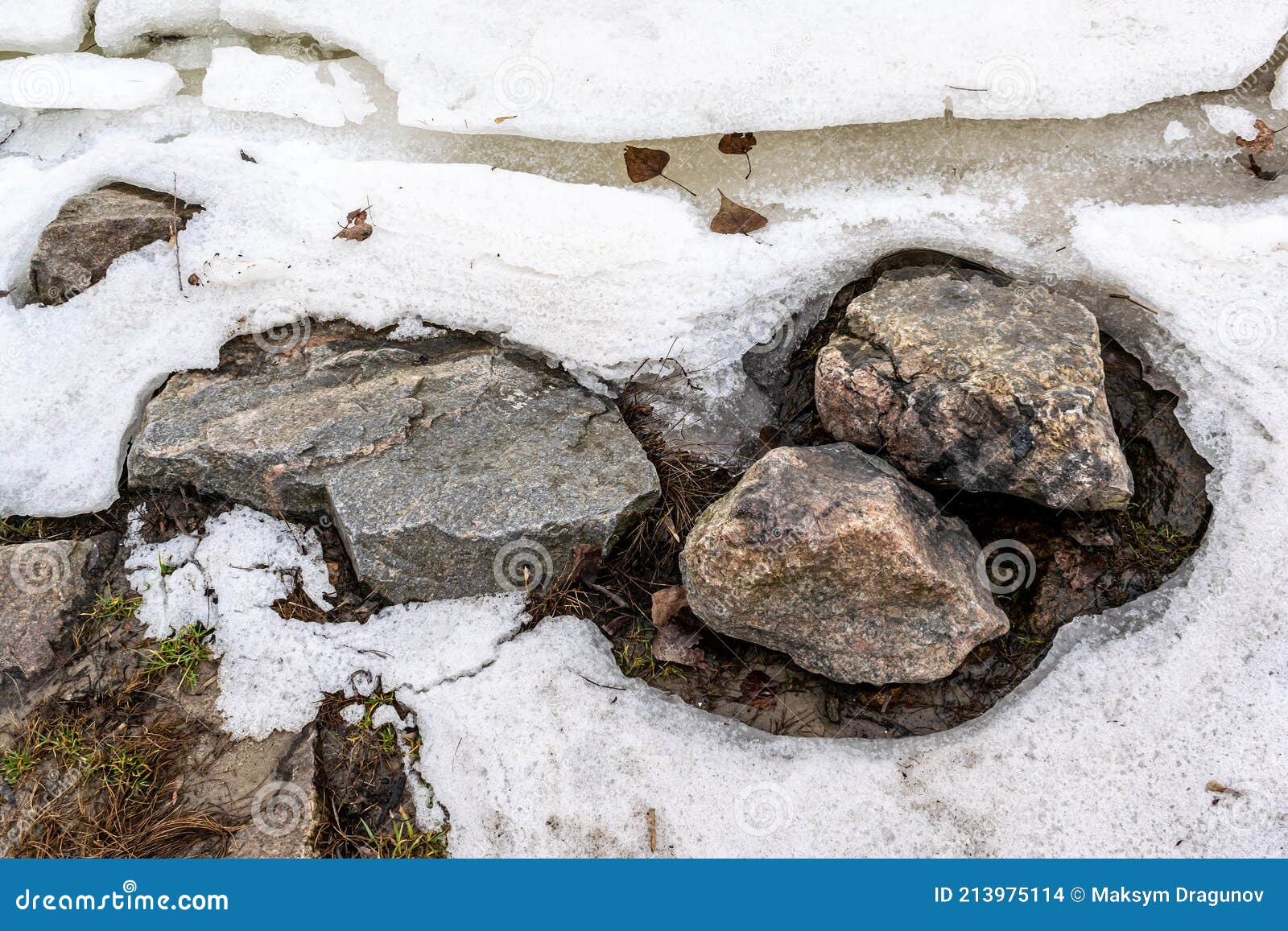 Melting Ice in spring stock photo. Image of scenic, snow - 213975114