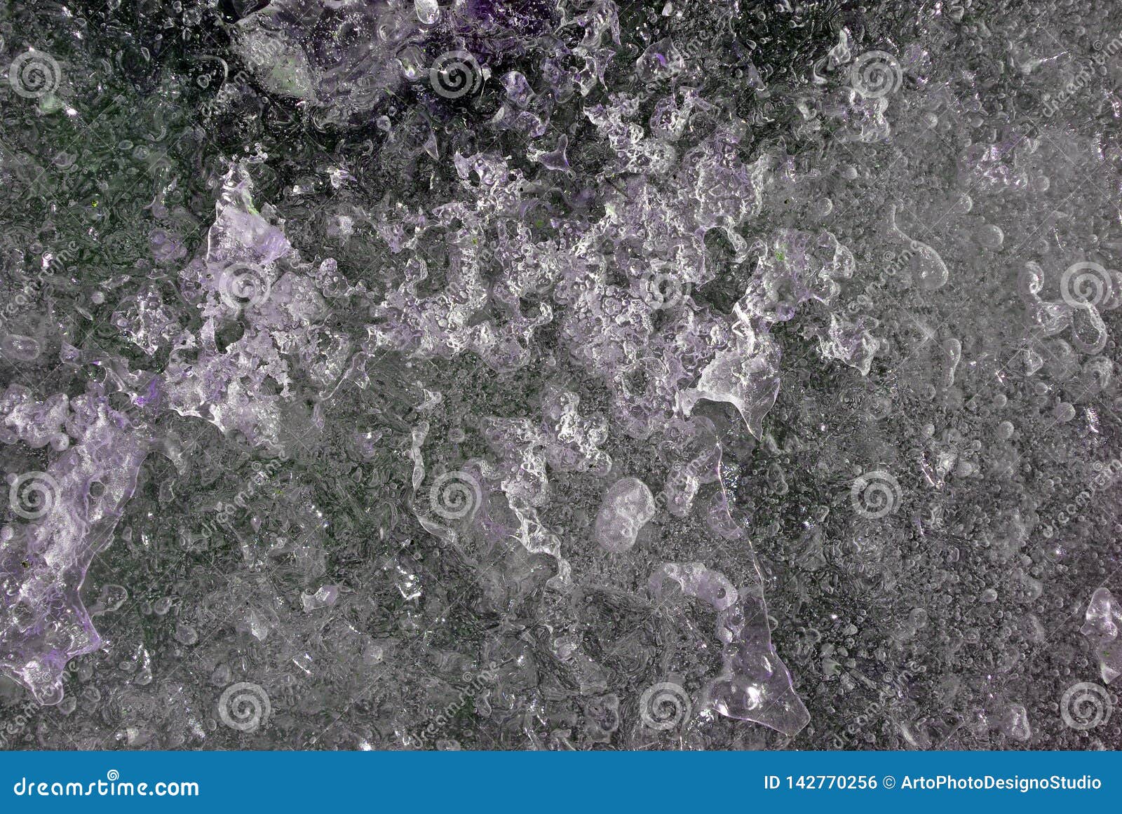 Melting Ice Surface, Bubbles Water Texture, Top View Stock Photo ...