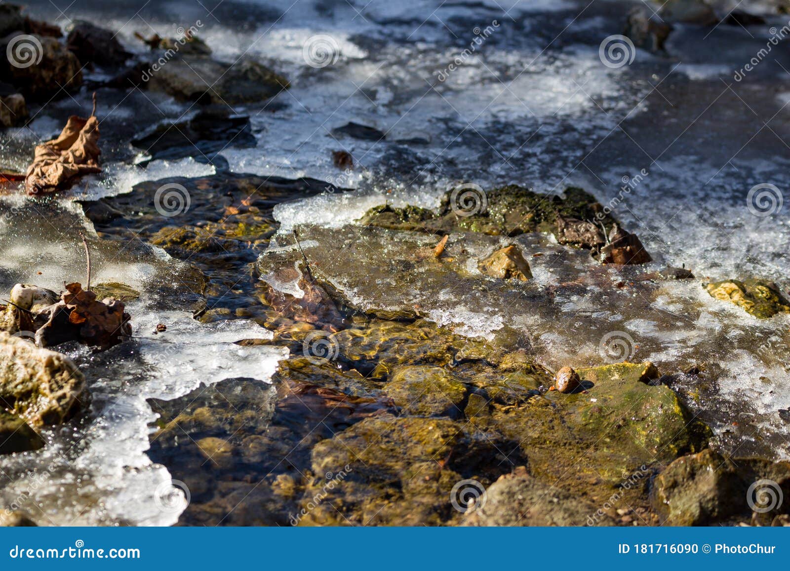 Melting Ice on the Surface of the Stream Stock Photo - Image of stone ...