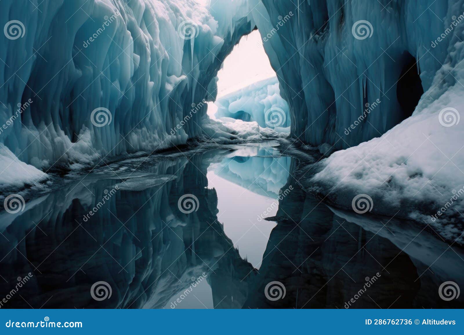 Melting Ice and Water Flowing within a Crevasse Stock Photo - Image of ...