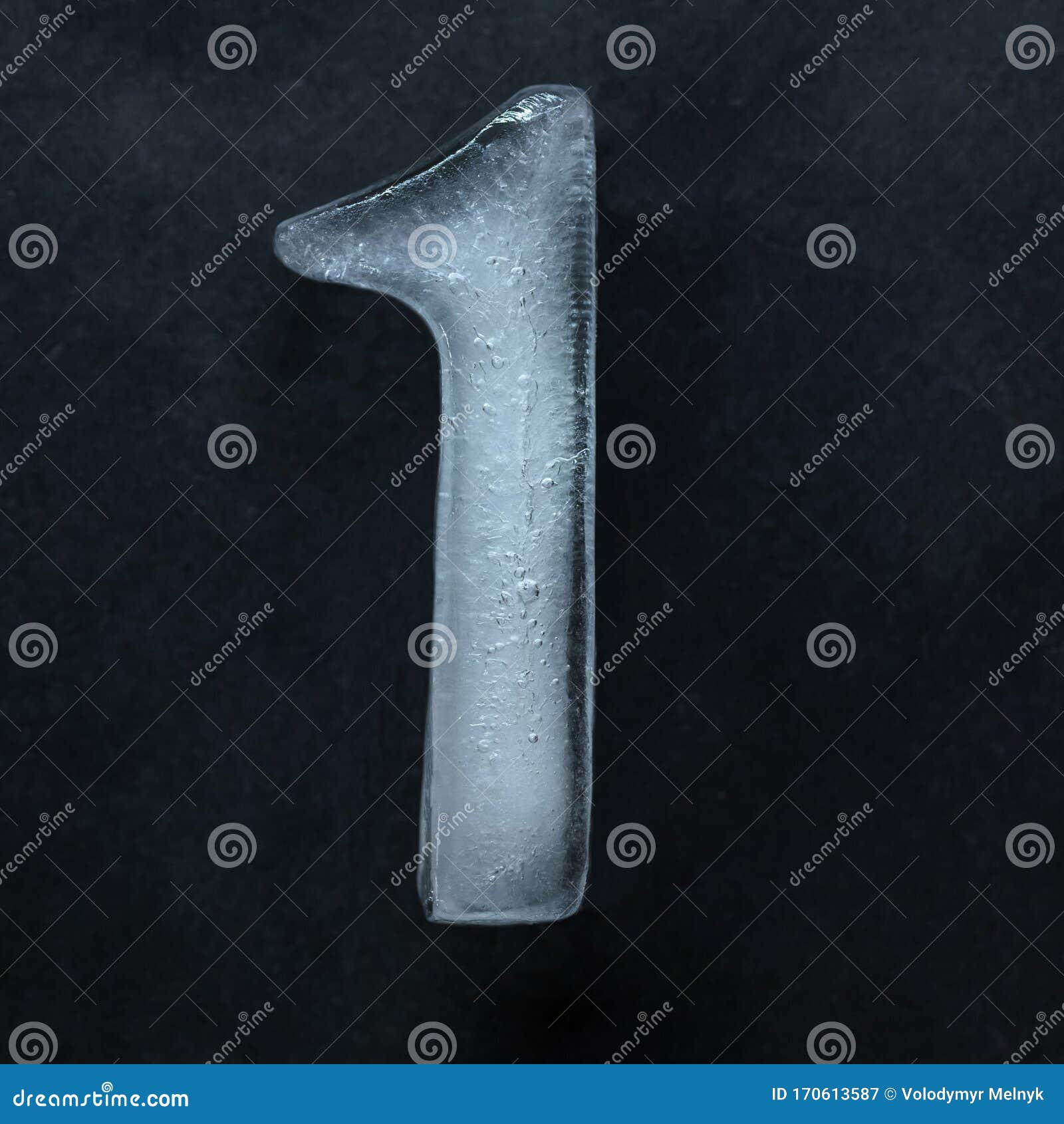 Numeric Value, Numbers Made Out Of Ice Isolated On Dark Studio ...