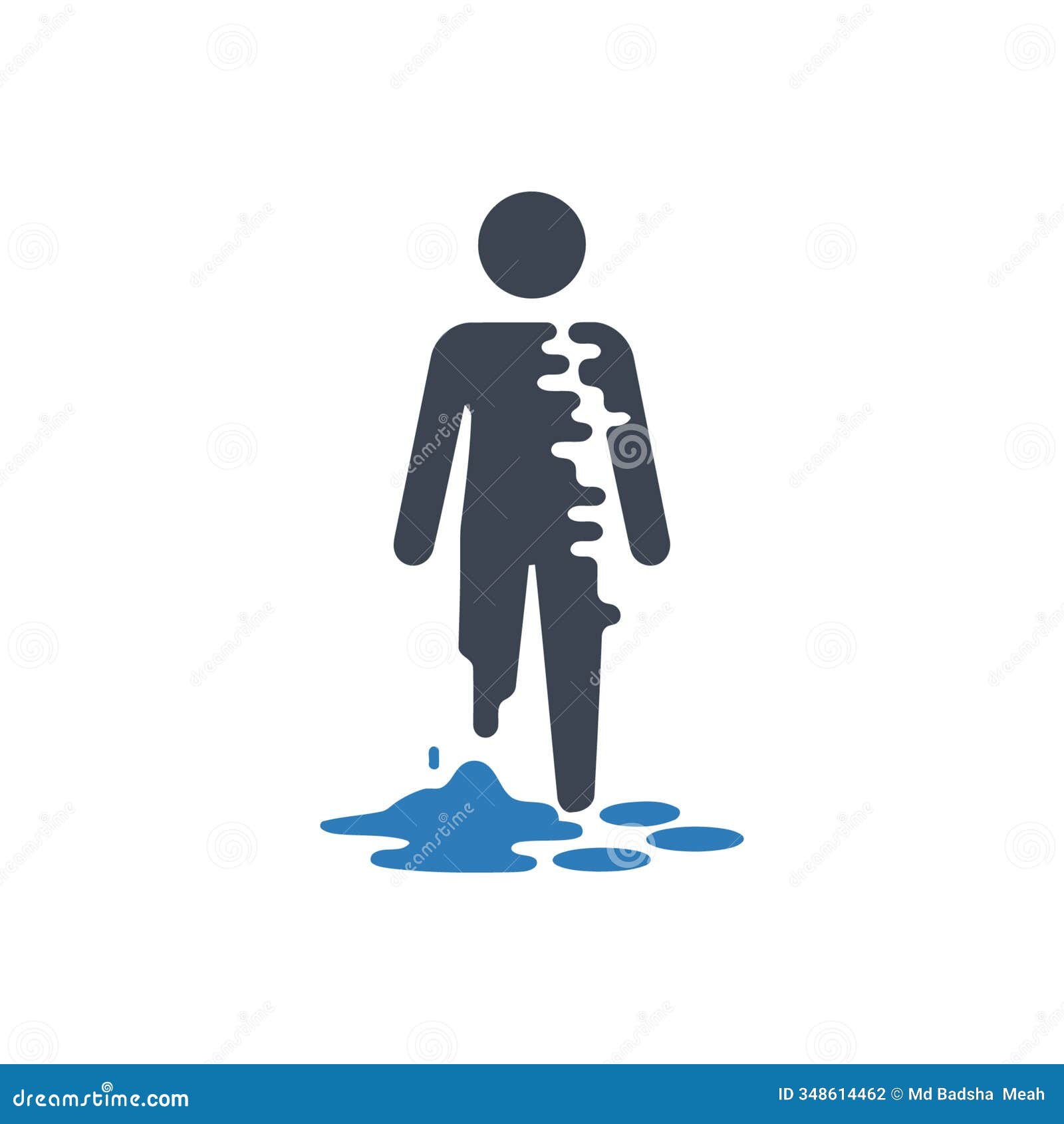 Melting Person Icon on White Background Stock Illustration ...