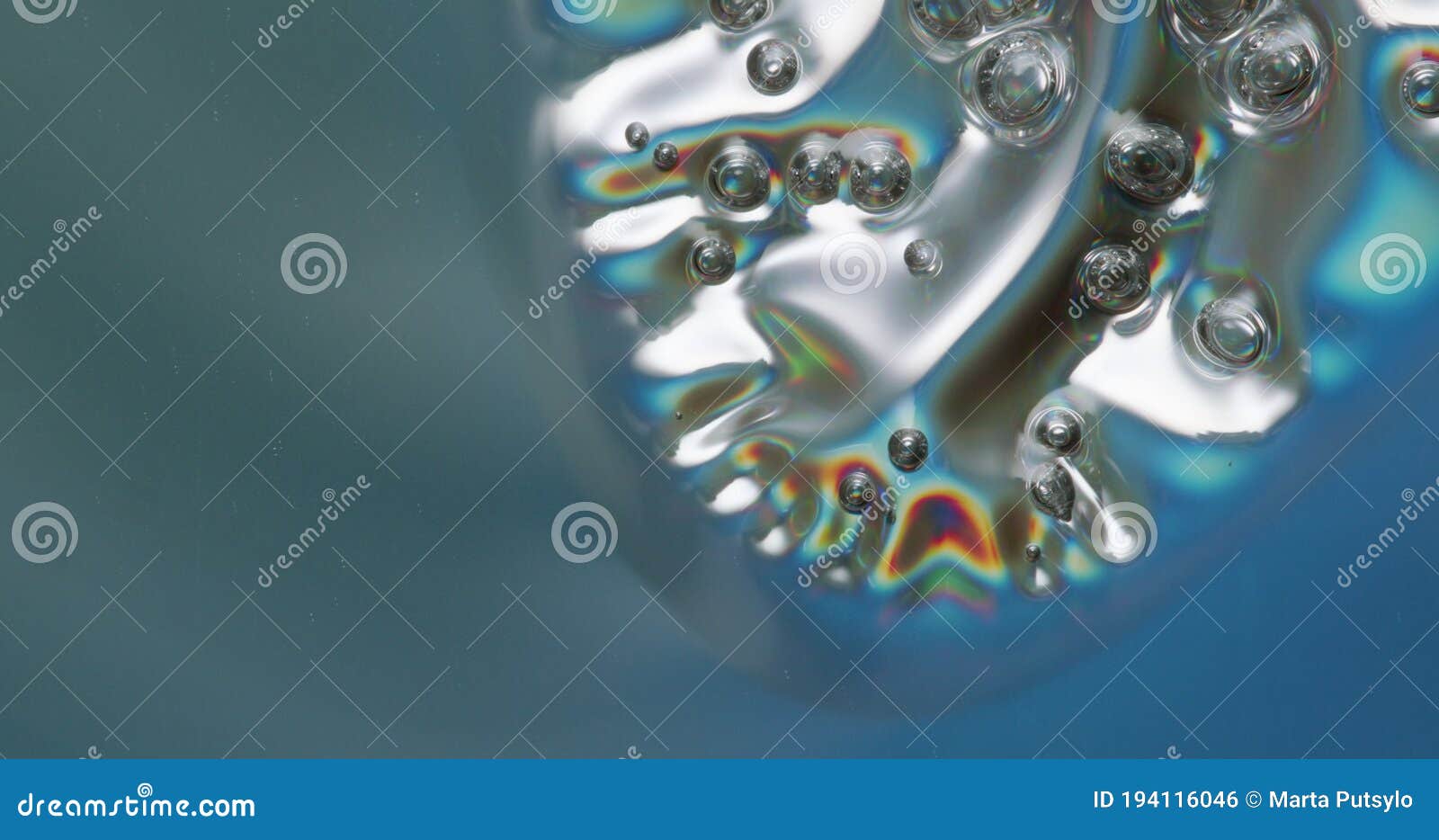 Bubbling Iridescent Blue Sea Salt Water With Waves, Spills, Bubbles ...