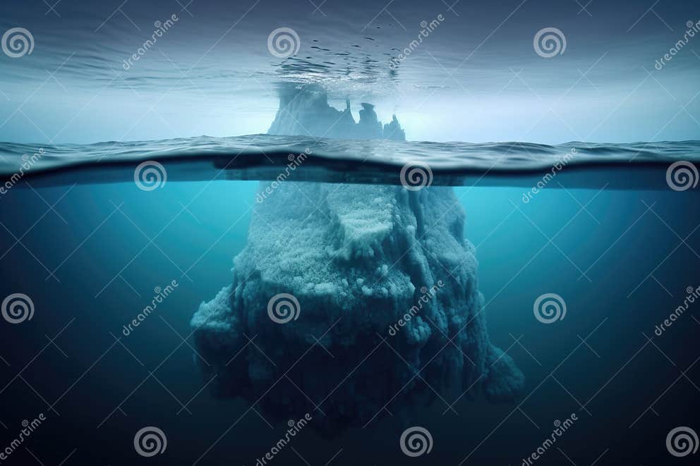 Melting Process of Iceberg Captured Underwater Stock Illustration - Illustration of arctic ...