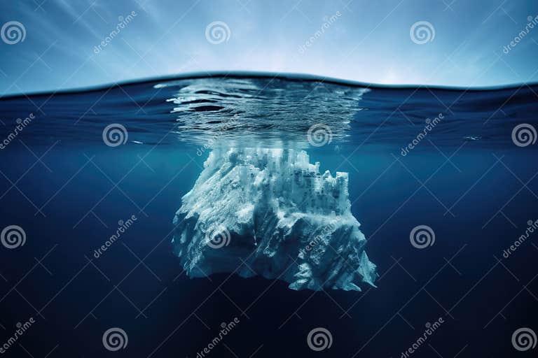 Melting Process of Iceberg Captured Underwater Stock Illustration - Illustration of underwater ...