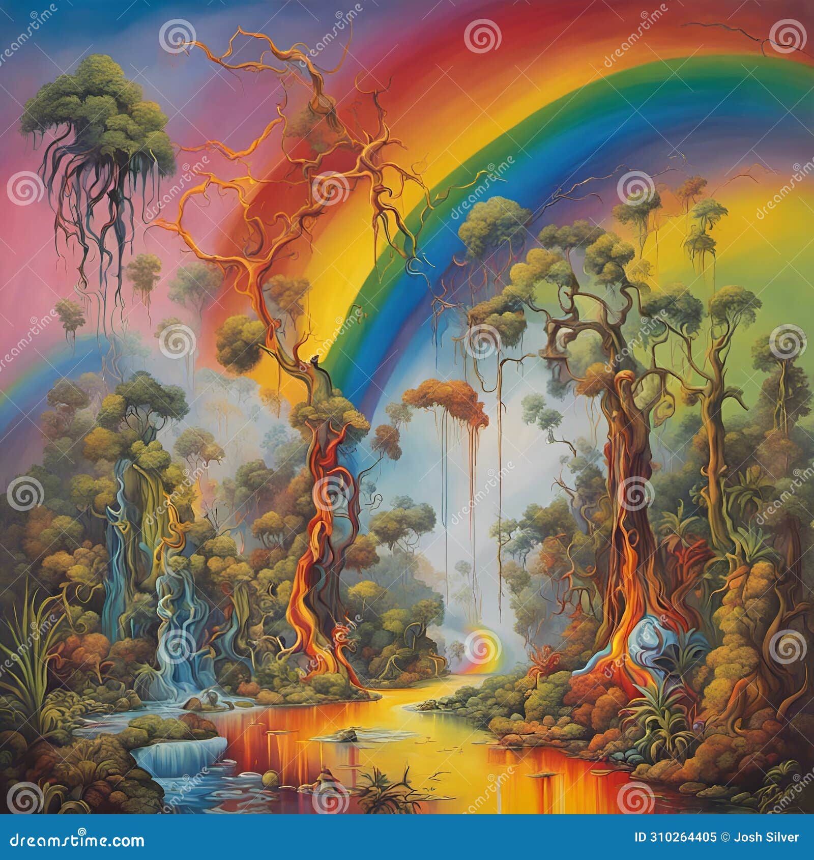 Melting Rainbow Jungle Surreal Stock Image - Image of surreal, melting ...