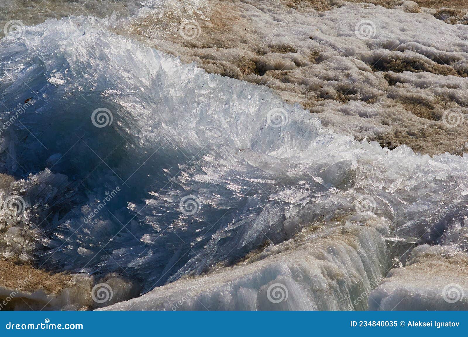 Melting River Ice. Columnar and Needle-like Structure of Crystals ...