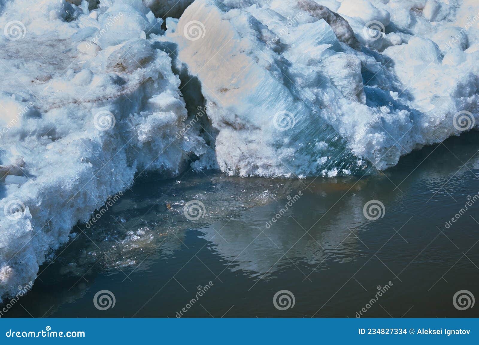 Melting River Ice. Columnar and Needle-like Structure of Crystals ...