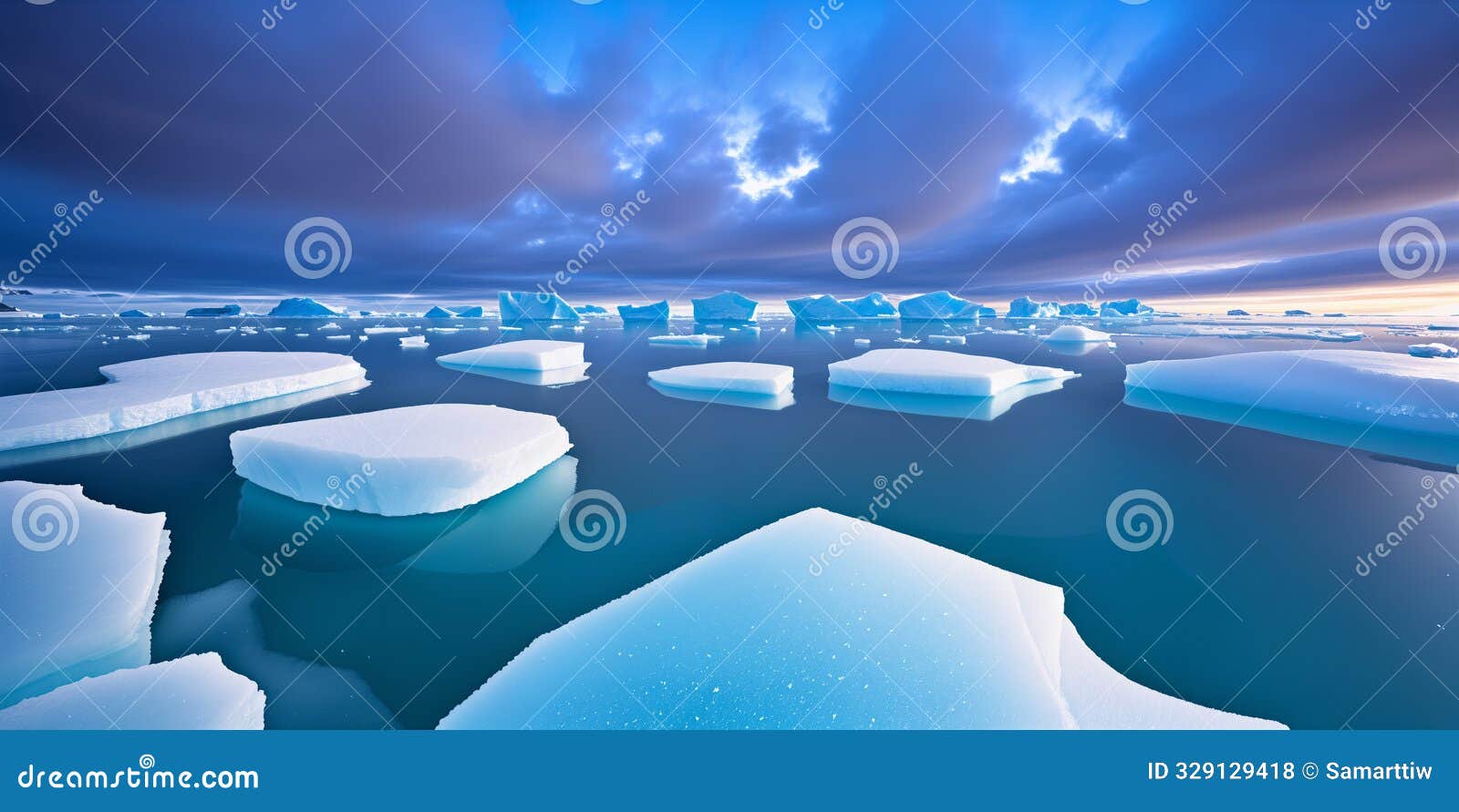 Melting Sea Ice in the Cold Polar Regions Stock Illustration ...