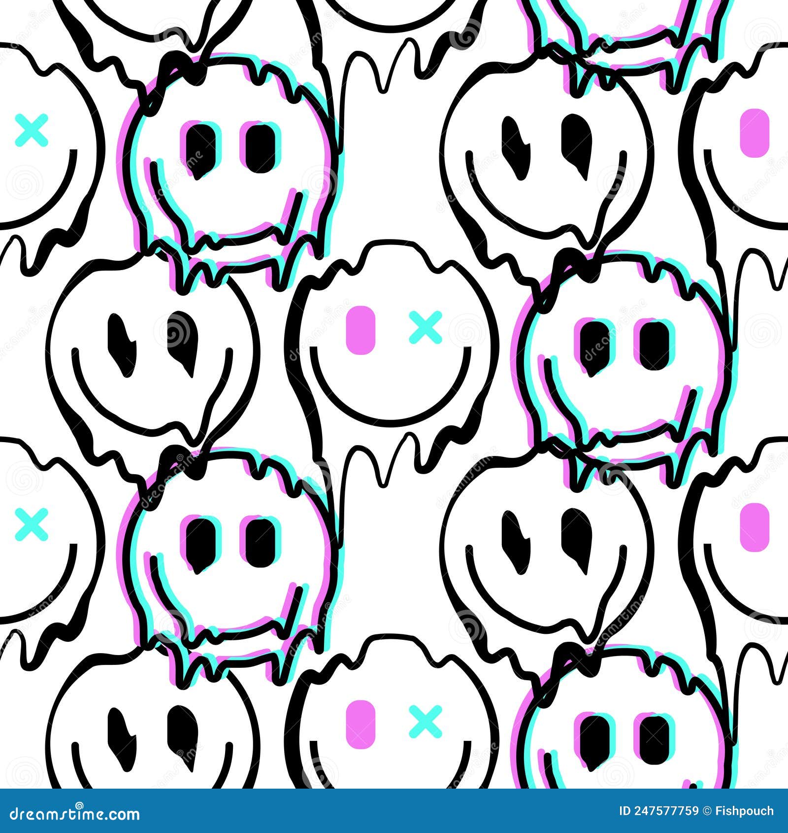 Melting Smile Emoji Icons Seamless Pattern. Melted Funny Smile Face ... Melting Smile Emoji Icons Seamless Pattern. Melted Funny Smile Face ...