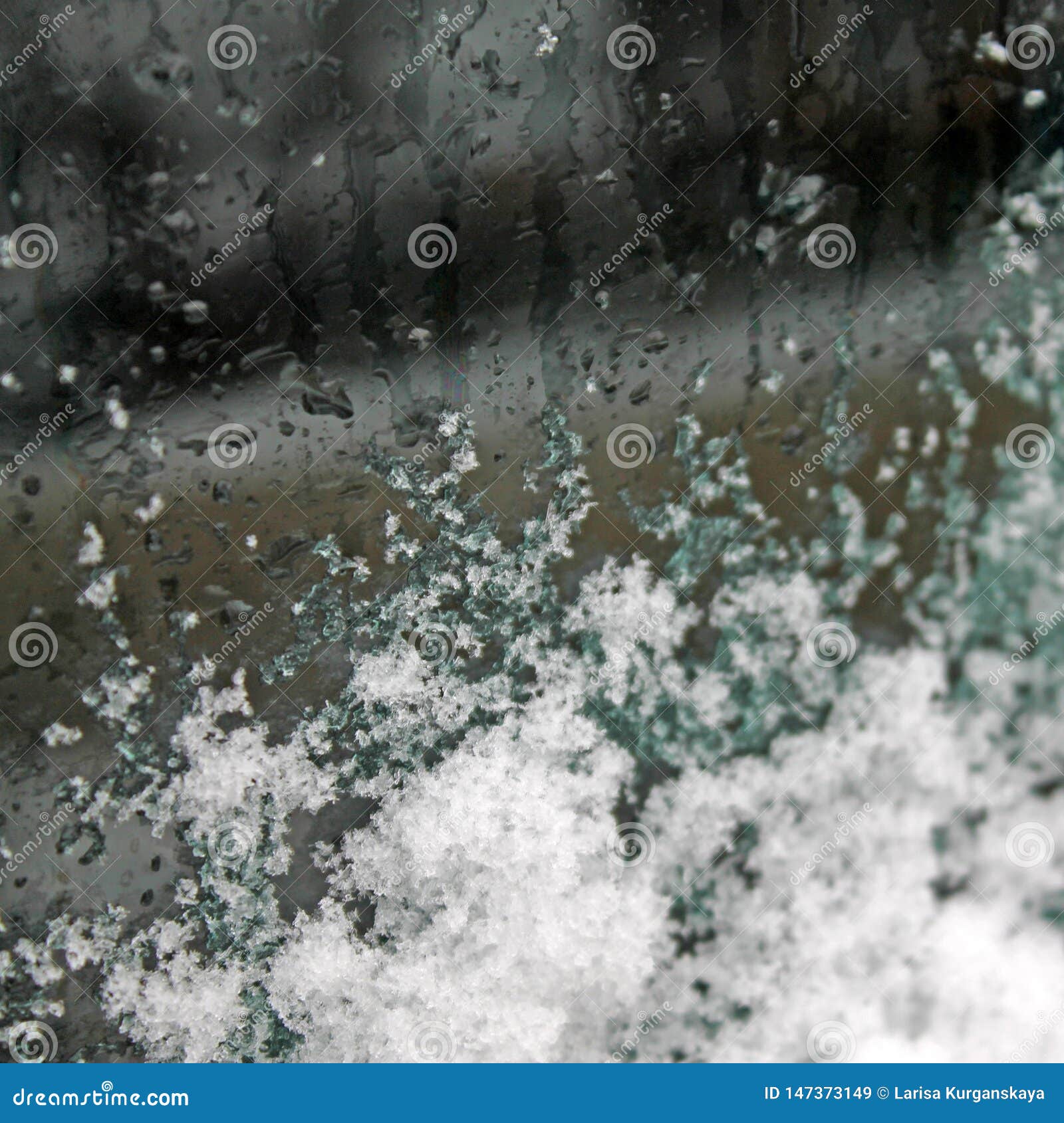 Melting Snow on the Glass. Sleet on Glass Stock Image - Image of ...