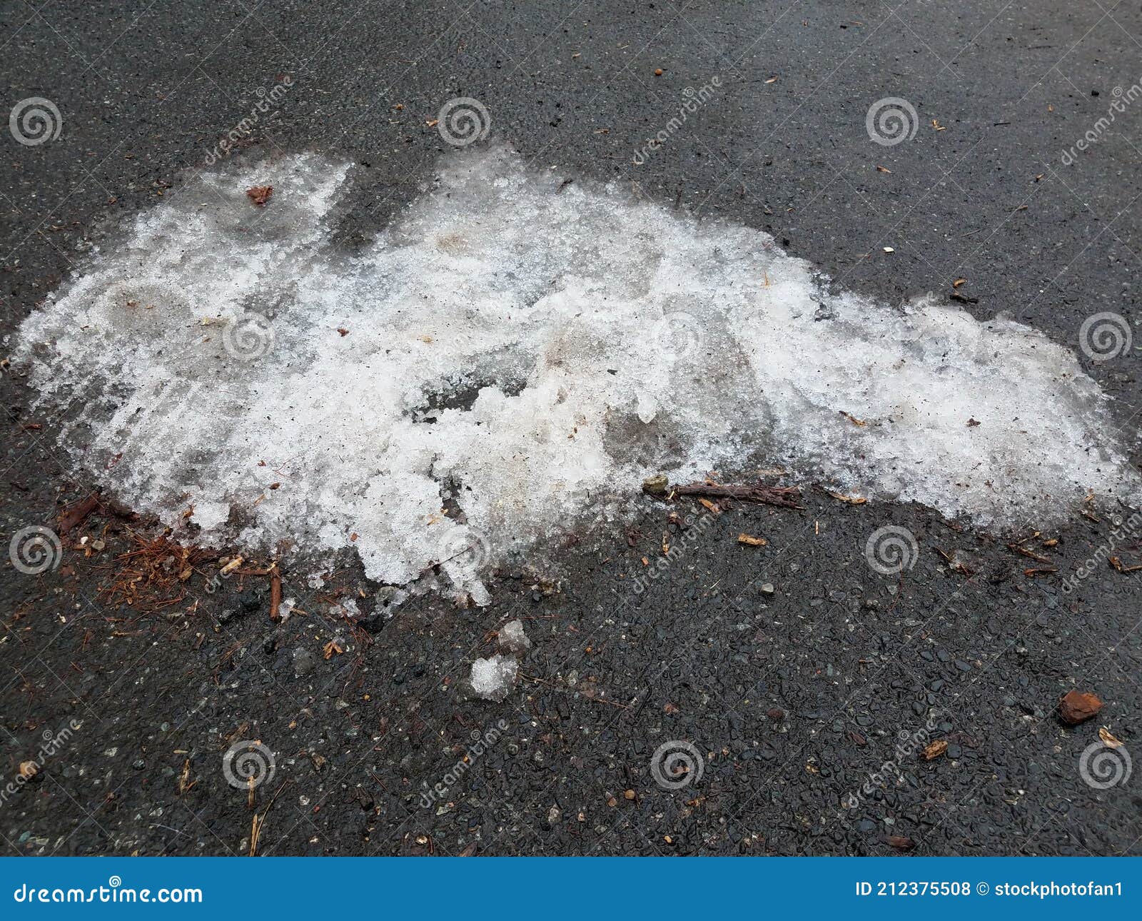 Melting Snow or Slush on Pavement or Road Stock Photo - Image of ...