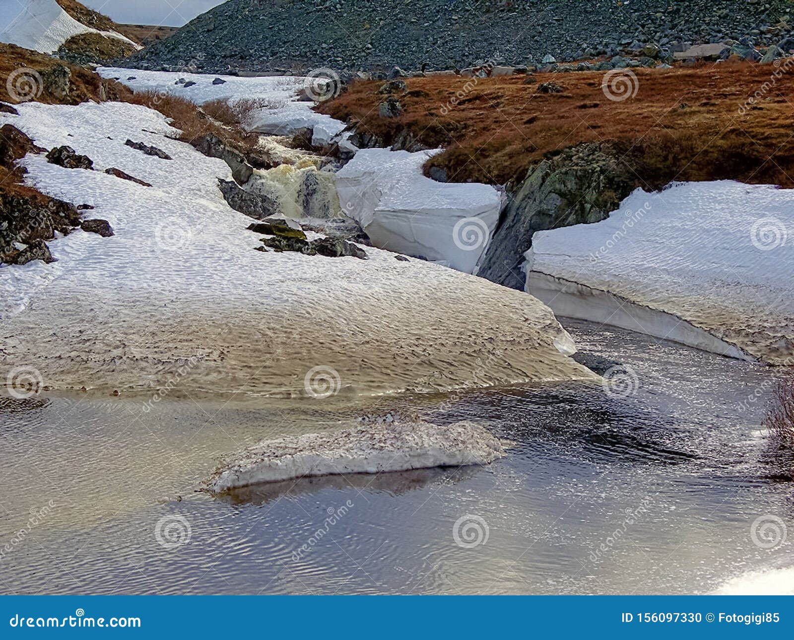 Melting Snow in the Spring. the Spring Heat Will Melt the Snow Stock ...