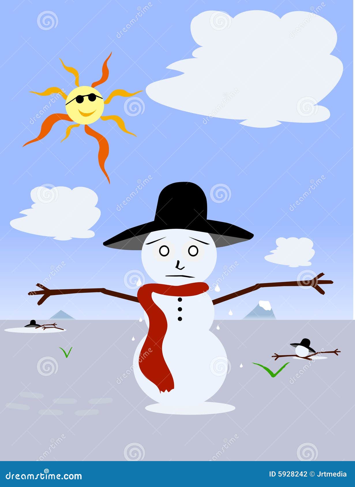 Melting Snowman stock vector. Illustration of icon, illustrated - 5928242