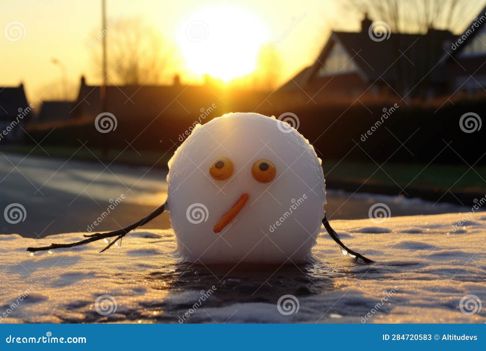 Melting Snowman in the Late Winter Sun Stock Illustration ...