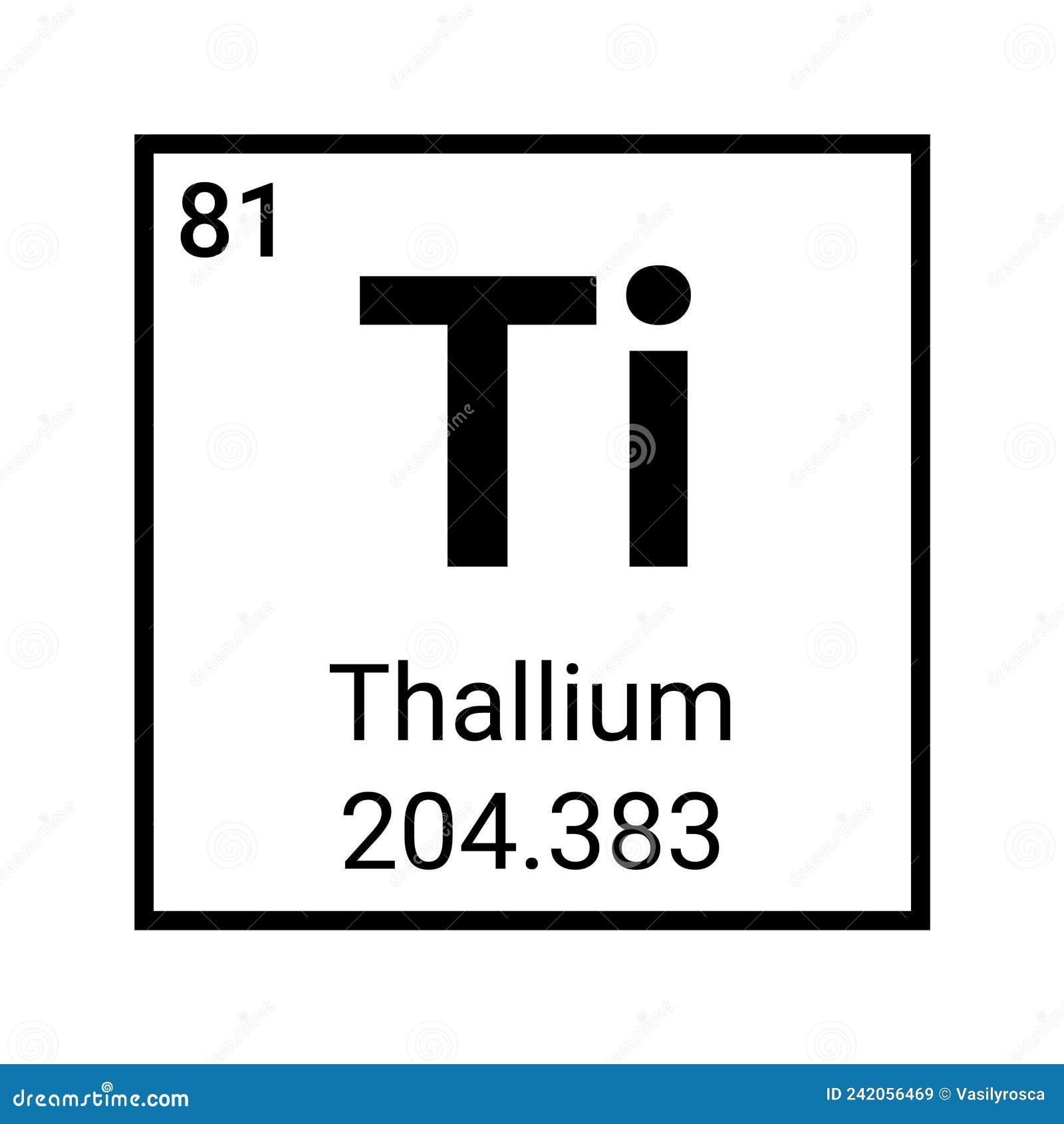 Thallium As Element 81 Of The Periodic Table 3D Illustration On Blue ...