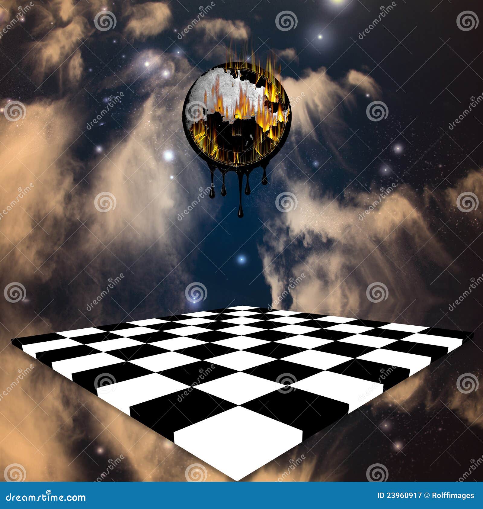 Surrealist Clockwork Timepieces With Elements Of Surreal Distort Stock ...