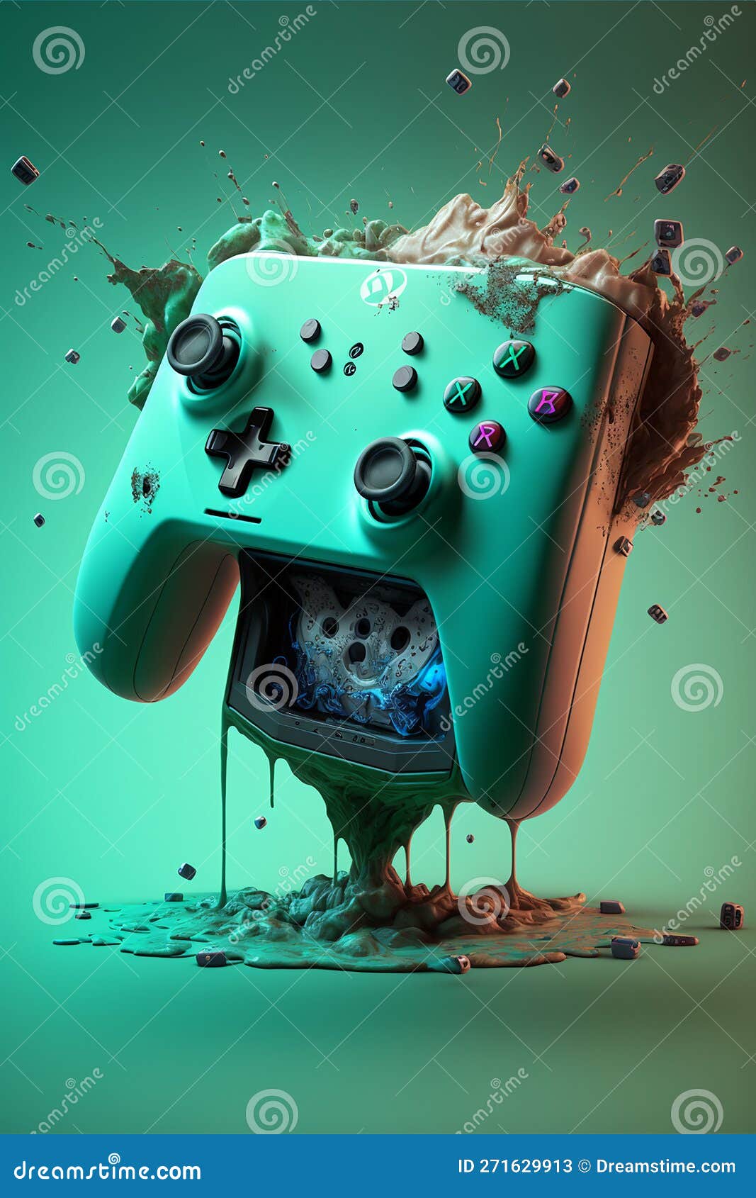 Melting Video Game Controller. AI Generated Stock Illustration ...