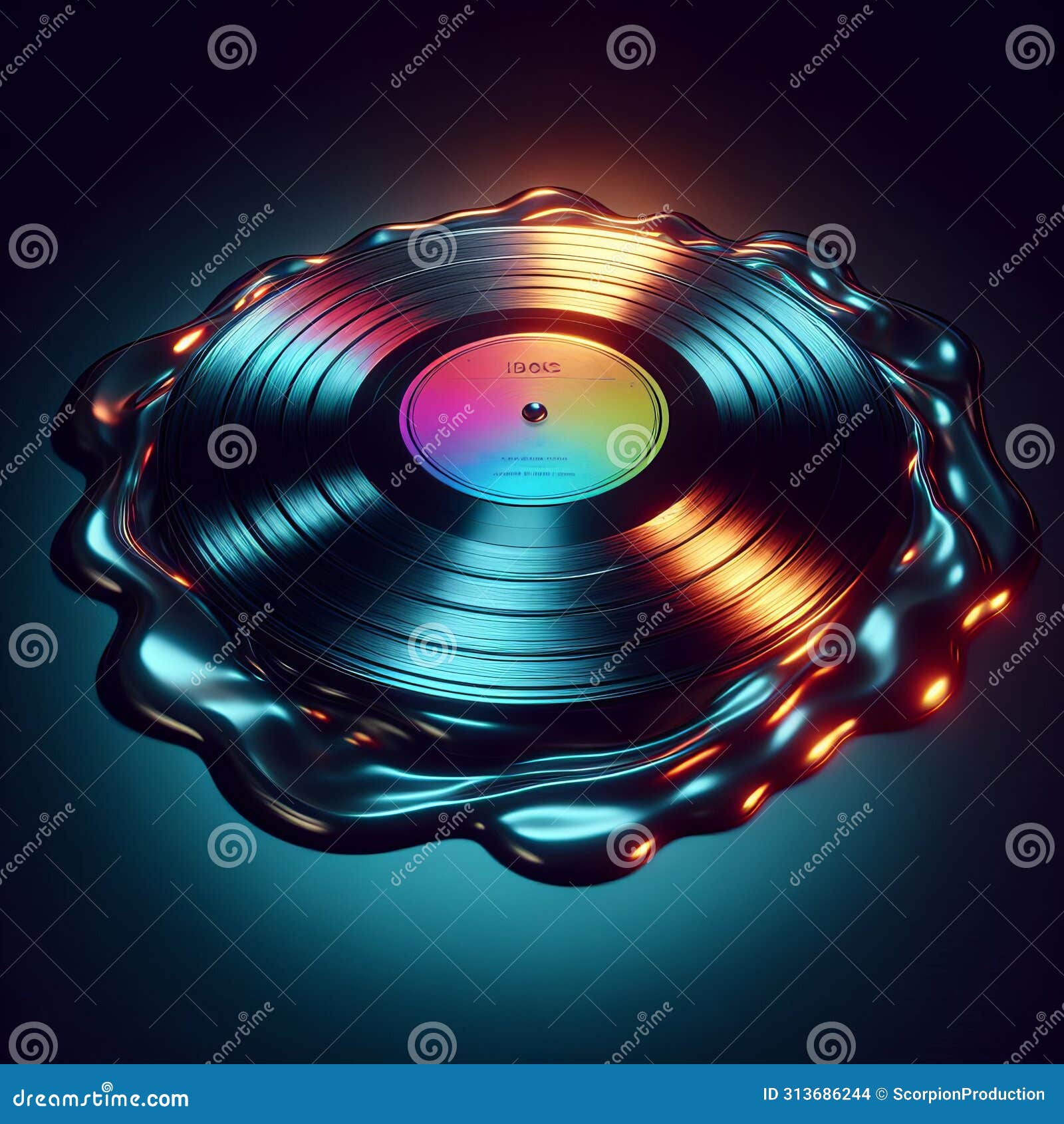 Melting Vinyl Record stock photo. Image of radiant, surreal - 313686244
