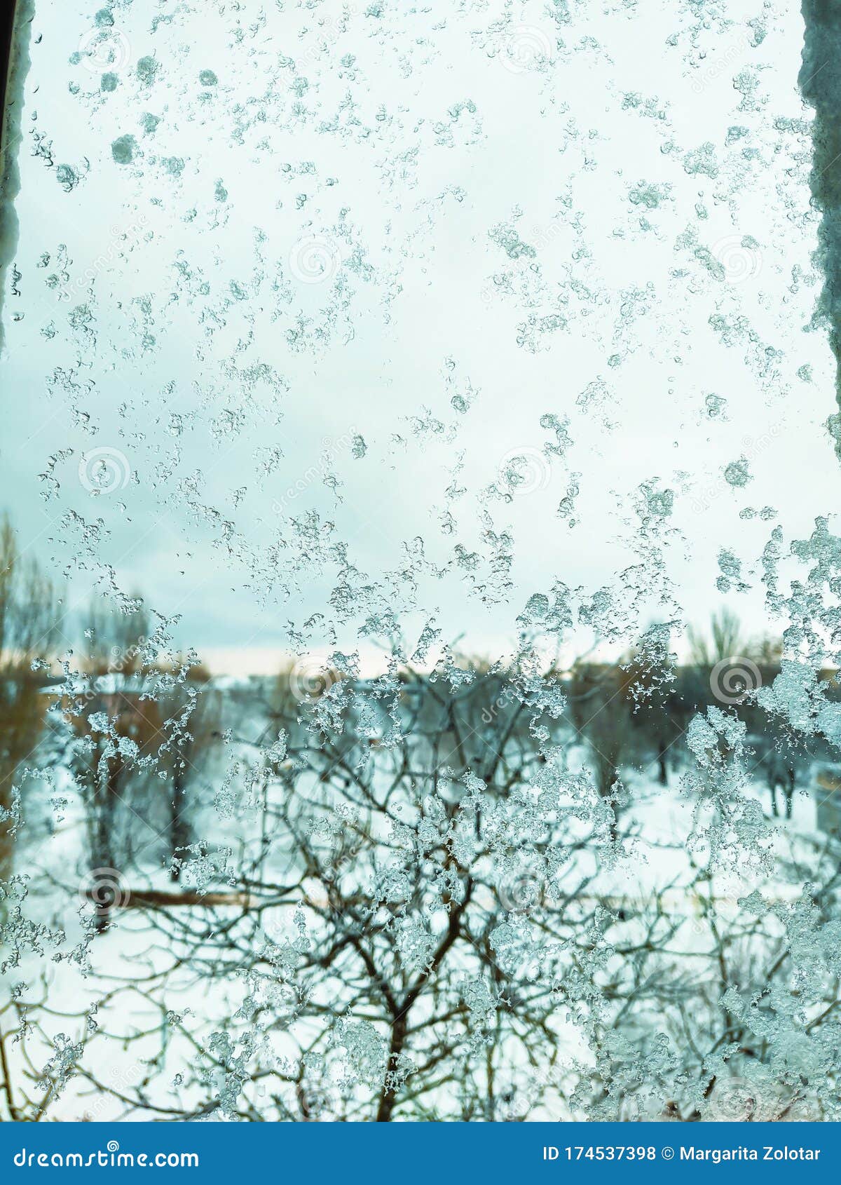 Melting and Wet Snow on the Window. Background Screensaver Stock Photo ...