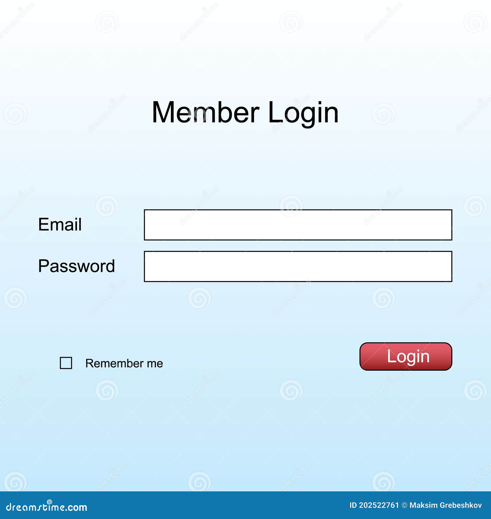 Member Login Form Page Blanc Interface Template for Website Stock ...