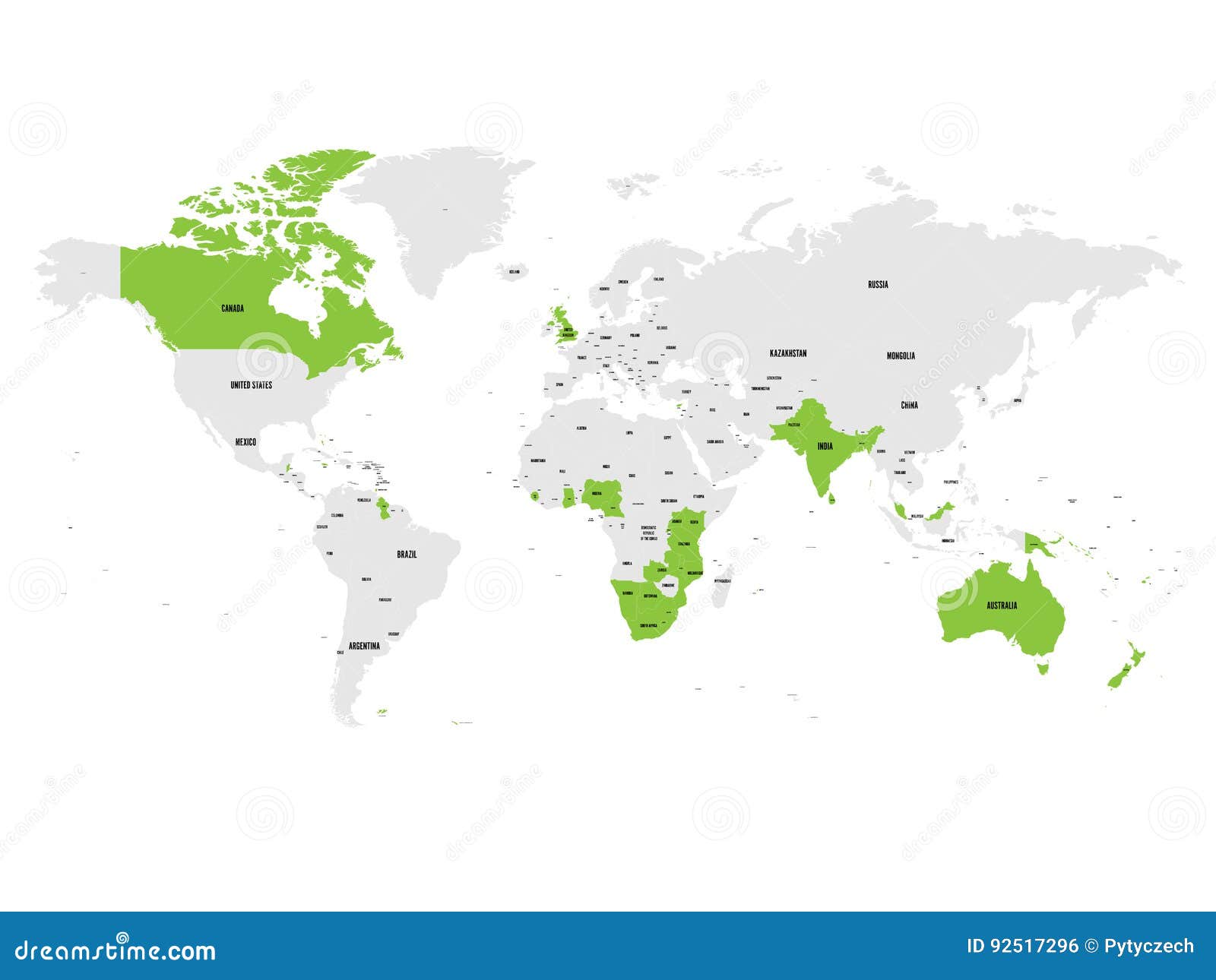 Member States of the British Commonwealth Green Highlighted in the ...