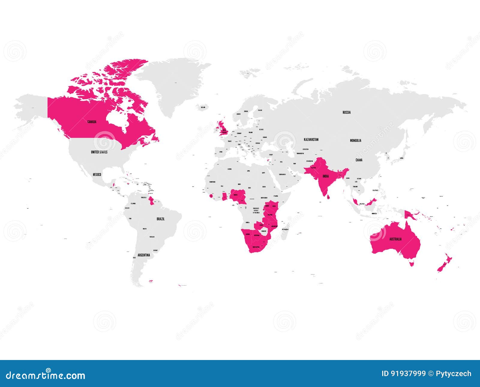 Member States of the British Commonwealth Pink Highlighted in the World ...