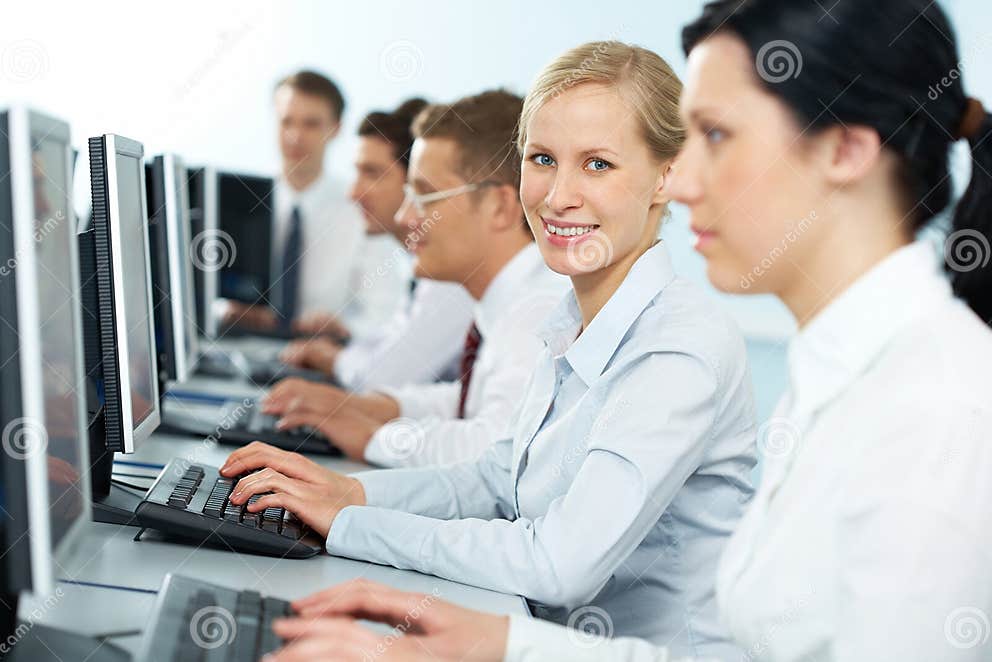 Member of a team stock image. Image of beautiful, monitor - 18002747