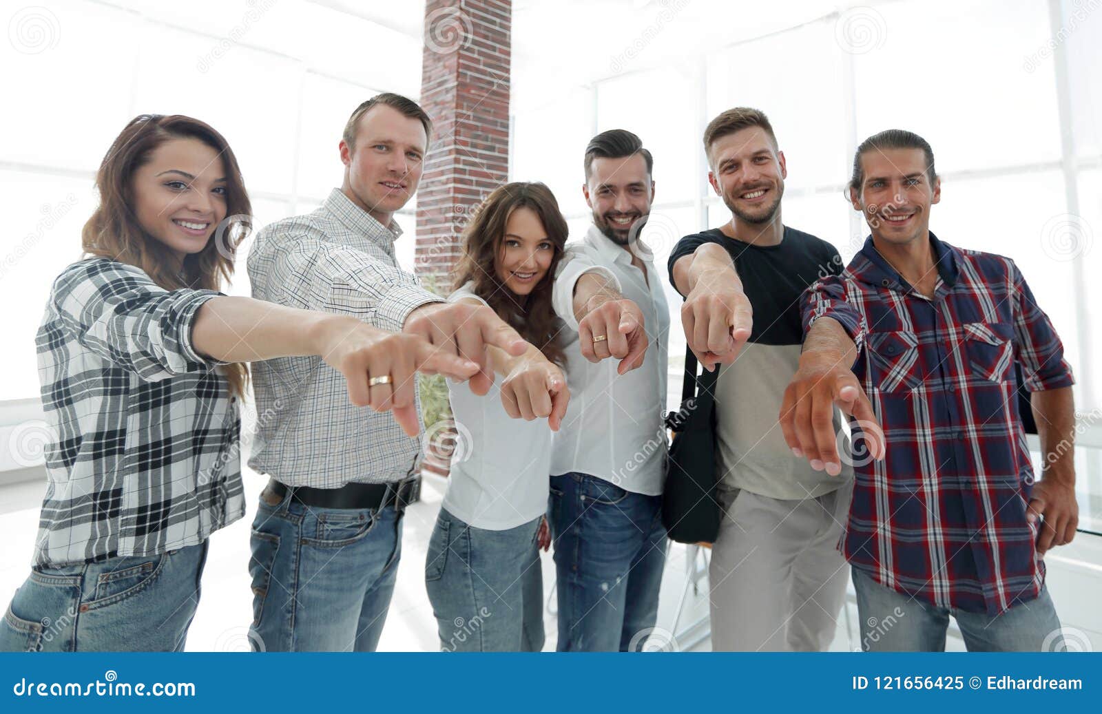Members of the Business Team Pointing His Arms Forward. Stock Image ...