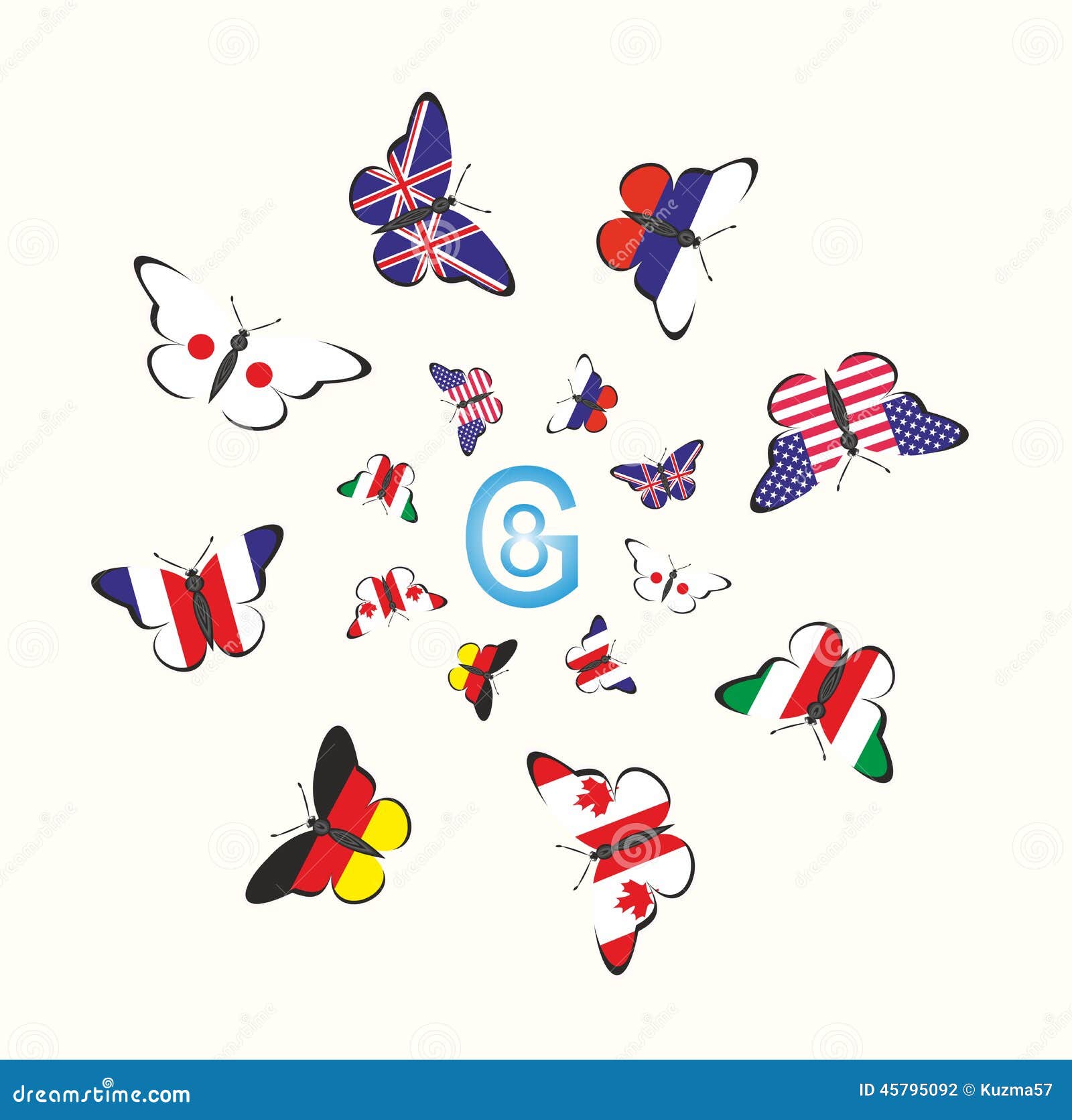 Members of the G8 Group Representing Butterfly G8 Stock Vector ...