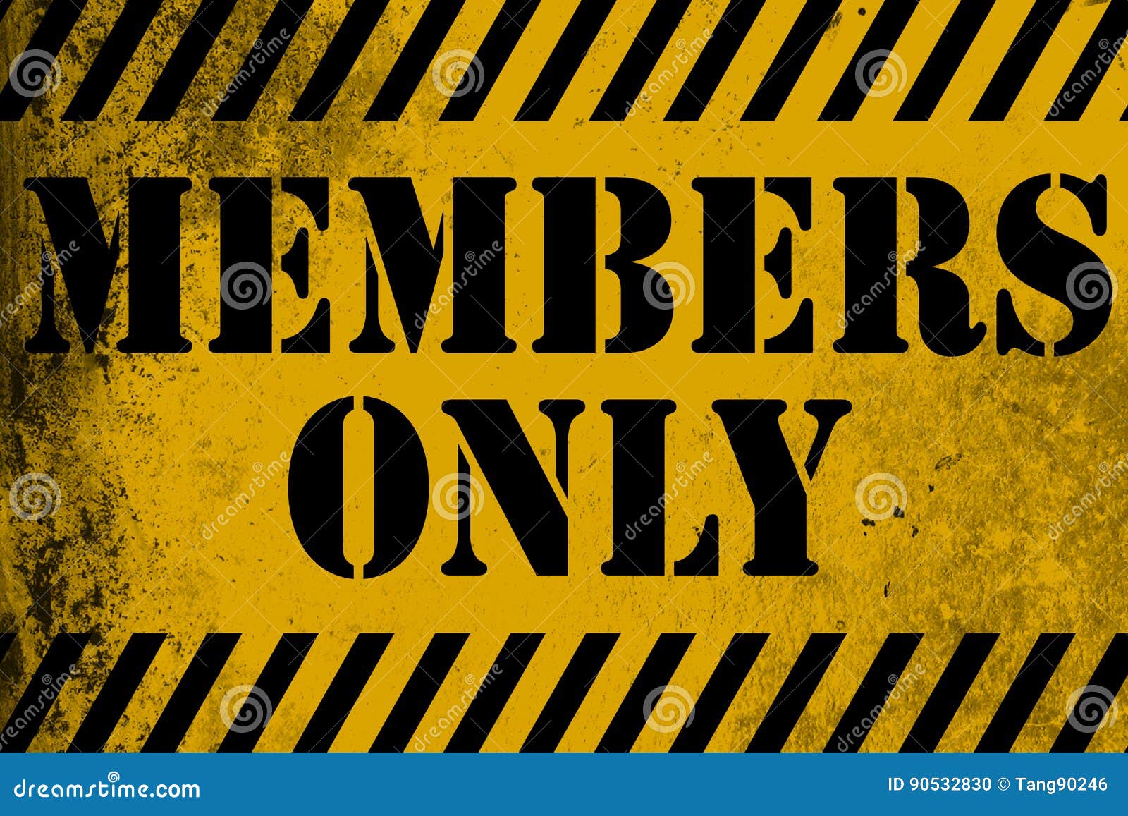Members only Sign Yellow with Stripes Stock Illustration - Illustration ...