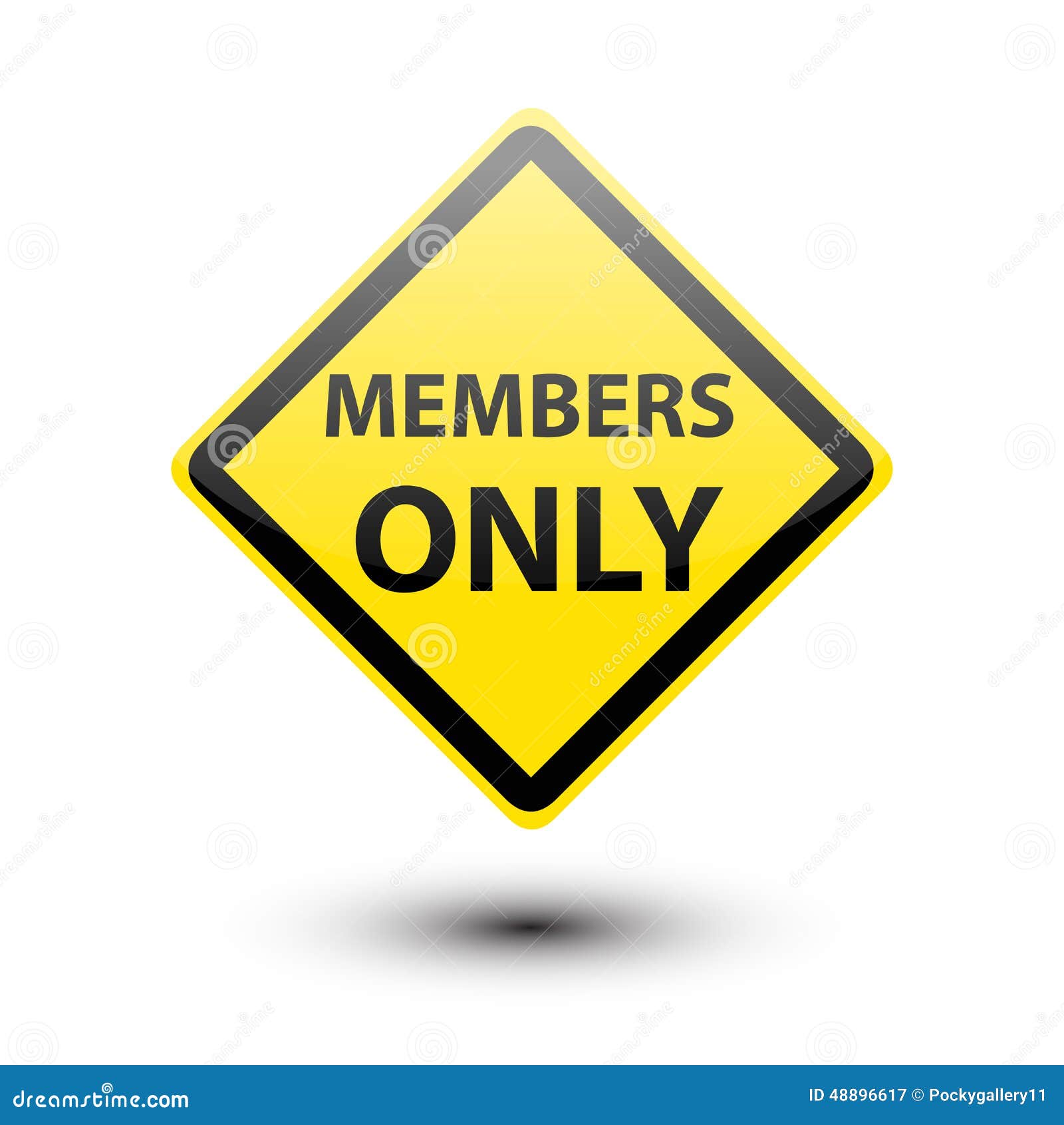 Members only on Yellow Sign Stock Vector - Illustration of area, permit ...