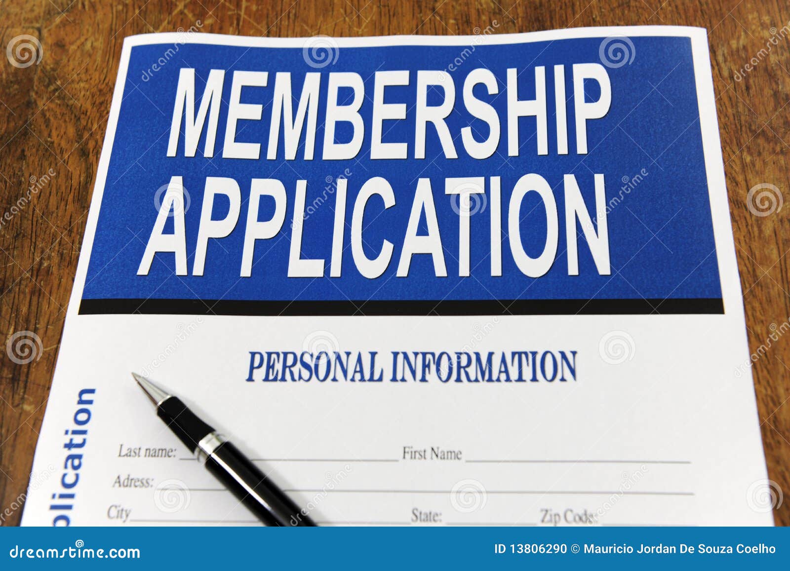 Membership Application Form on a Desk Stock Photo - Image of agreement ...