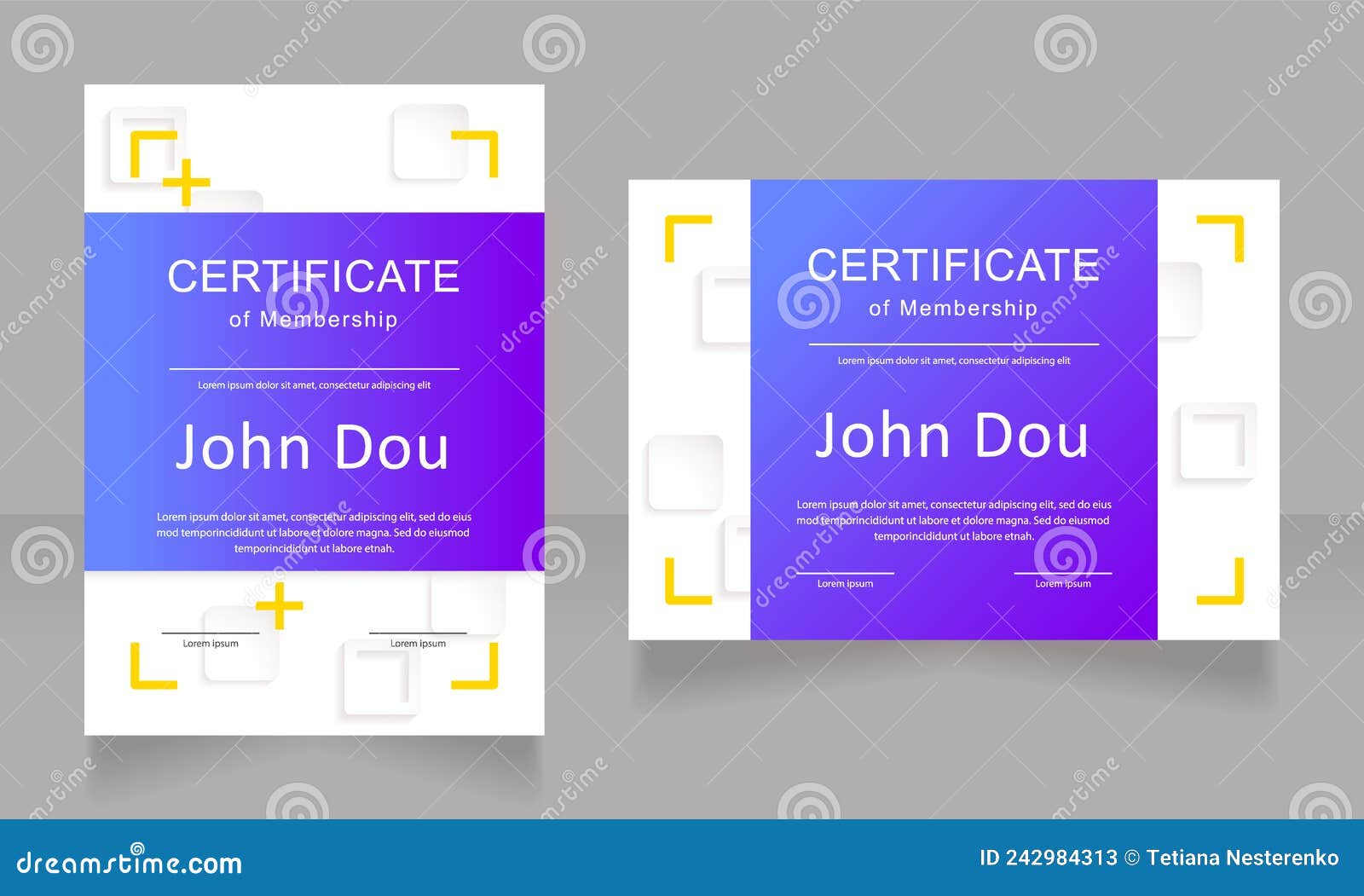 Memberships Certificate Design Template Set Stock Vector - Illustration ...