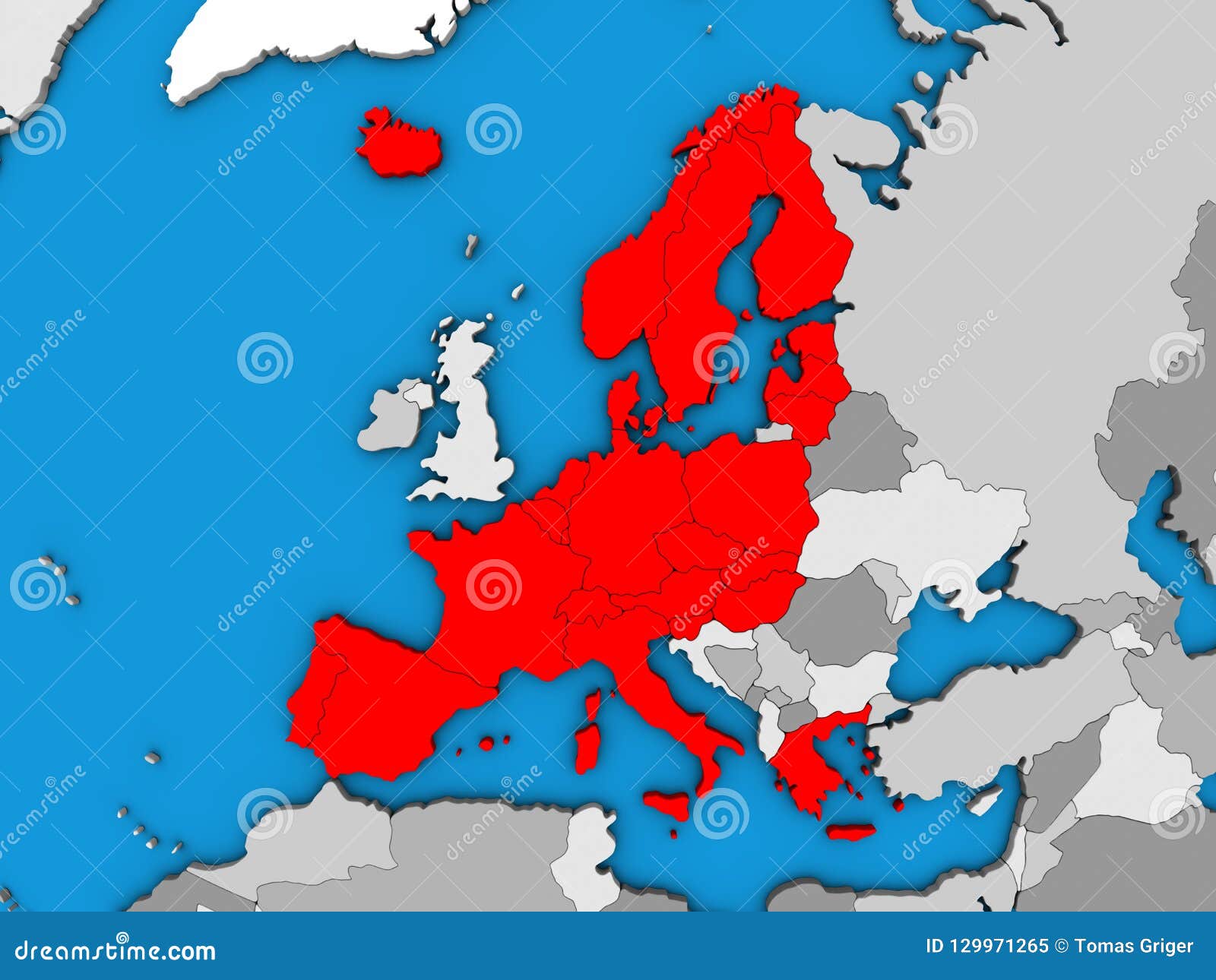 Membri Di Area Di Schengen Sulla Mappa 3D Illustrazione di Stock ...