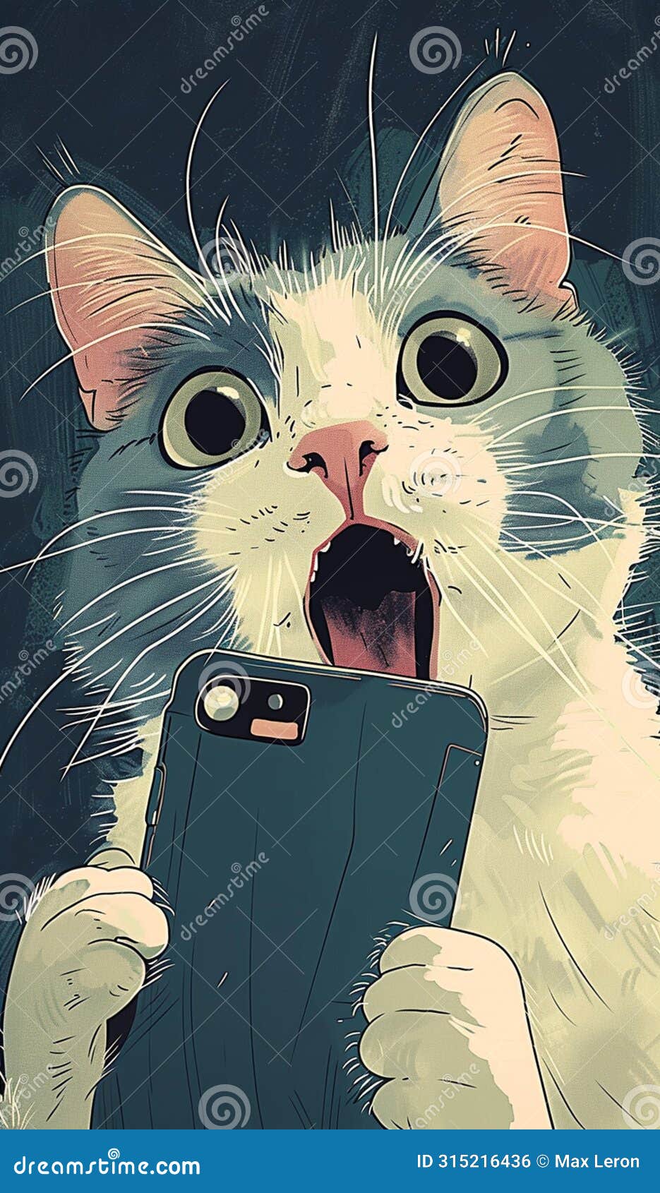 A Meme of a Surprise Cat Look at Cell Phone Stock Illustration ...