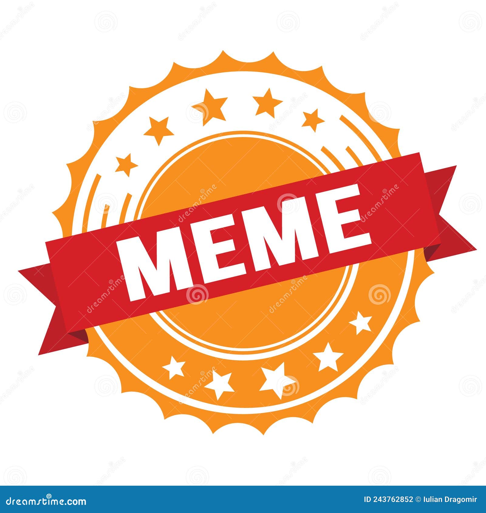 MEME Text on Red Orange Ribbon Stamp Stock Illustration - Illustration ...