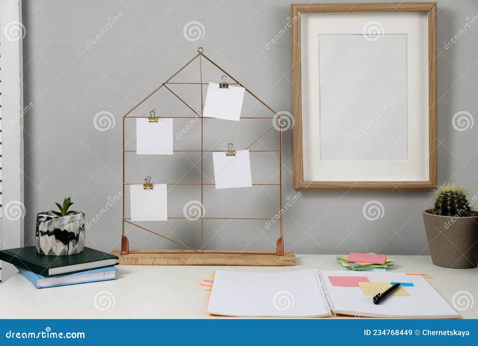 Memo Board with Notes on Table in Home Office Stock Image - Image of ...