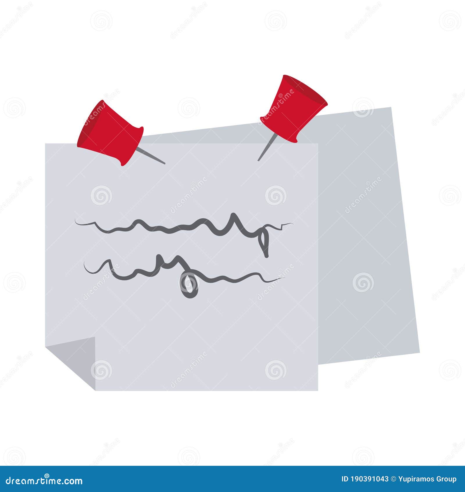 Memo Note with Push Pins Office Supply Stationery Work Flat Style Icon ...