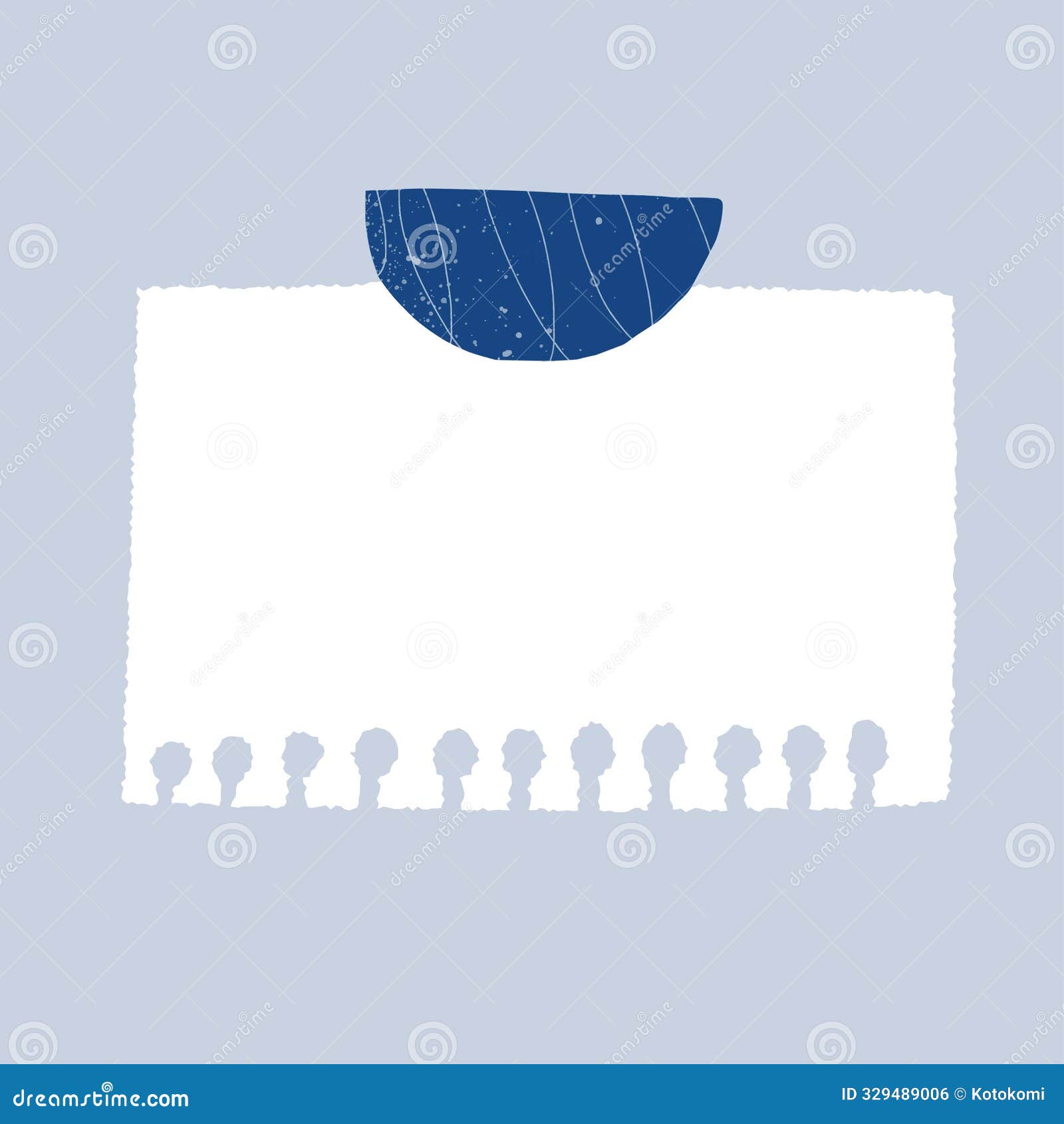 Memo Note Taped with Blue Half Circle Sticker on Gray Wall, Blank ...