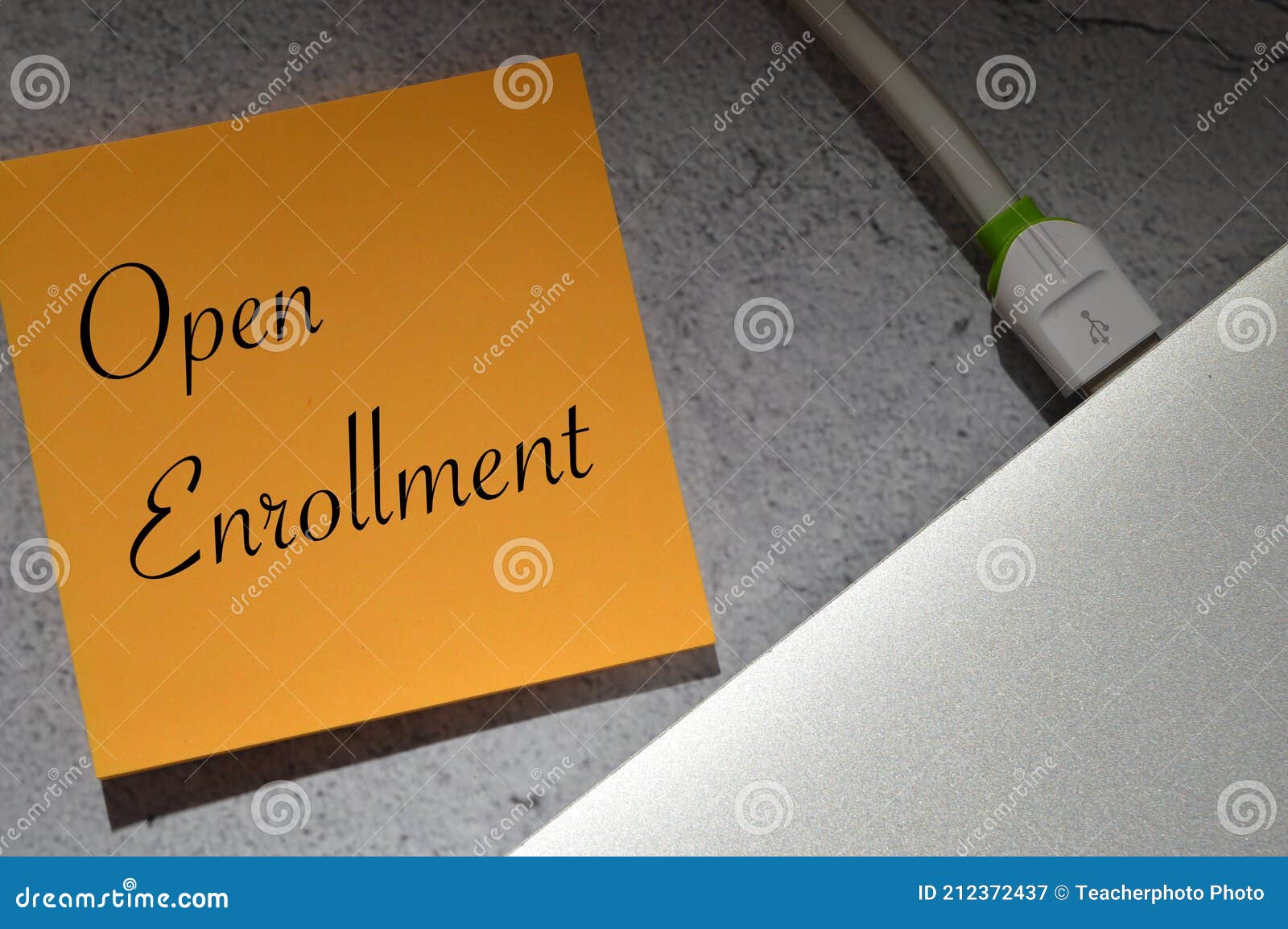 Memo Note Written with Text OPEN ENROLLMENT Over Grey Background Stock ...