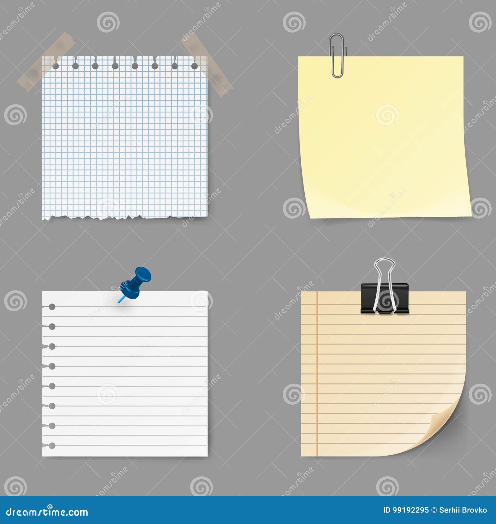 Memo Notes Icons. Set of Yellow Sticky Stock Vector - Illustration of ...