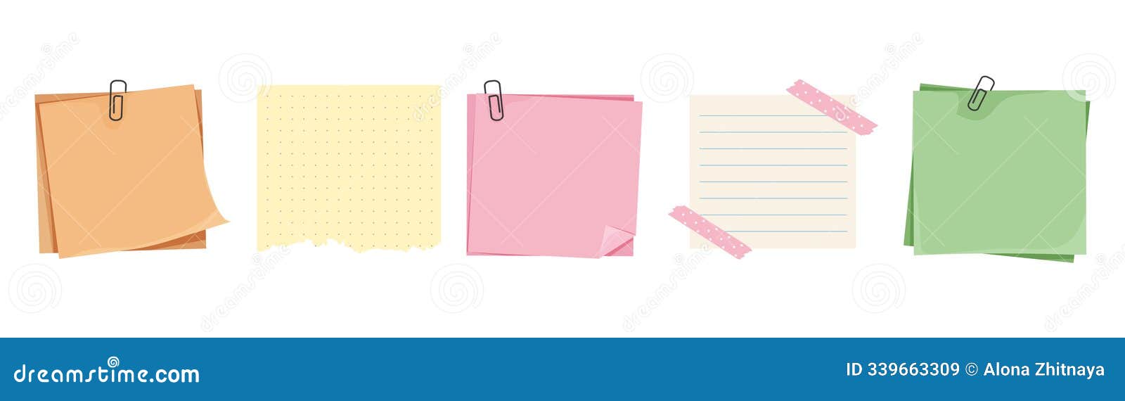 Memo Notes, Paper for Note with Clip, Postit. Planner Notebook Page ...