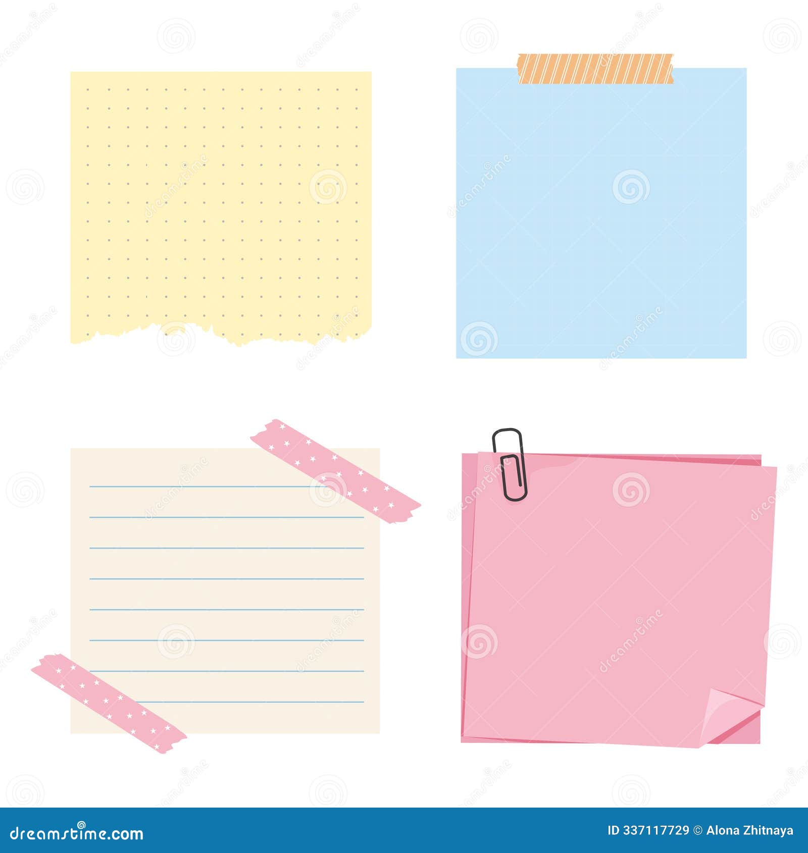Memo Notes, Paper for Note with Clip, Postit. Planner Notebook Page ...